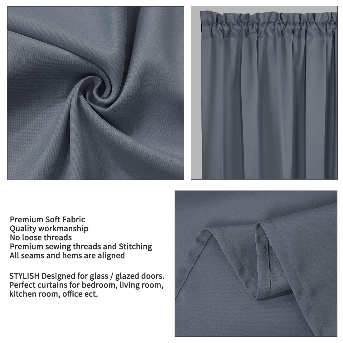 Unique Bargains Blackout French Door Curtain Panel - Blackout Door ...