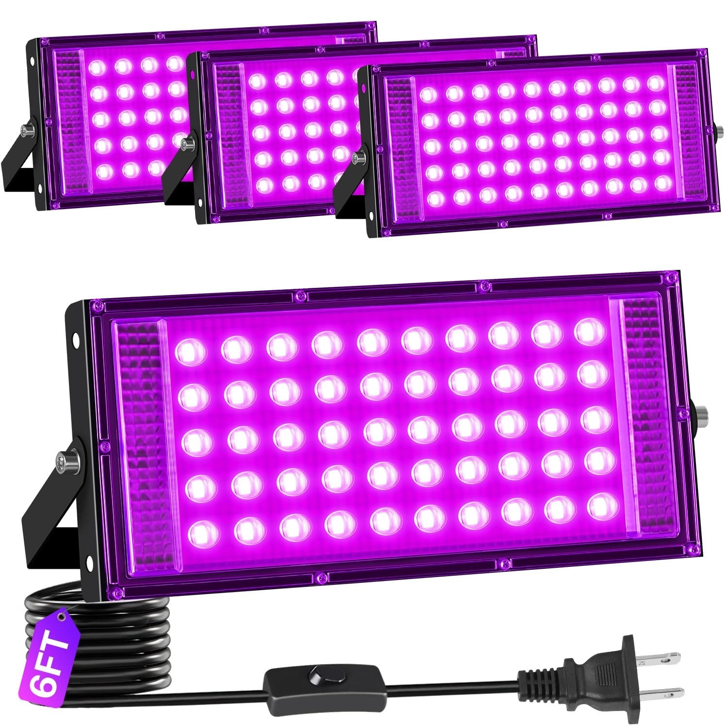 Anqtovp 4 pack 50W LED black light IP66 waterproof outdoor flood light ...