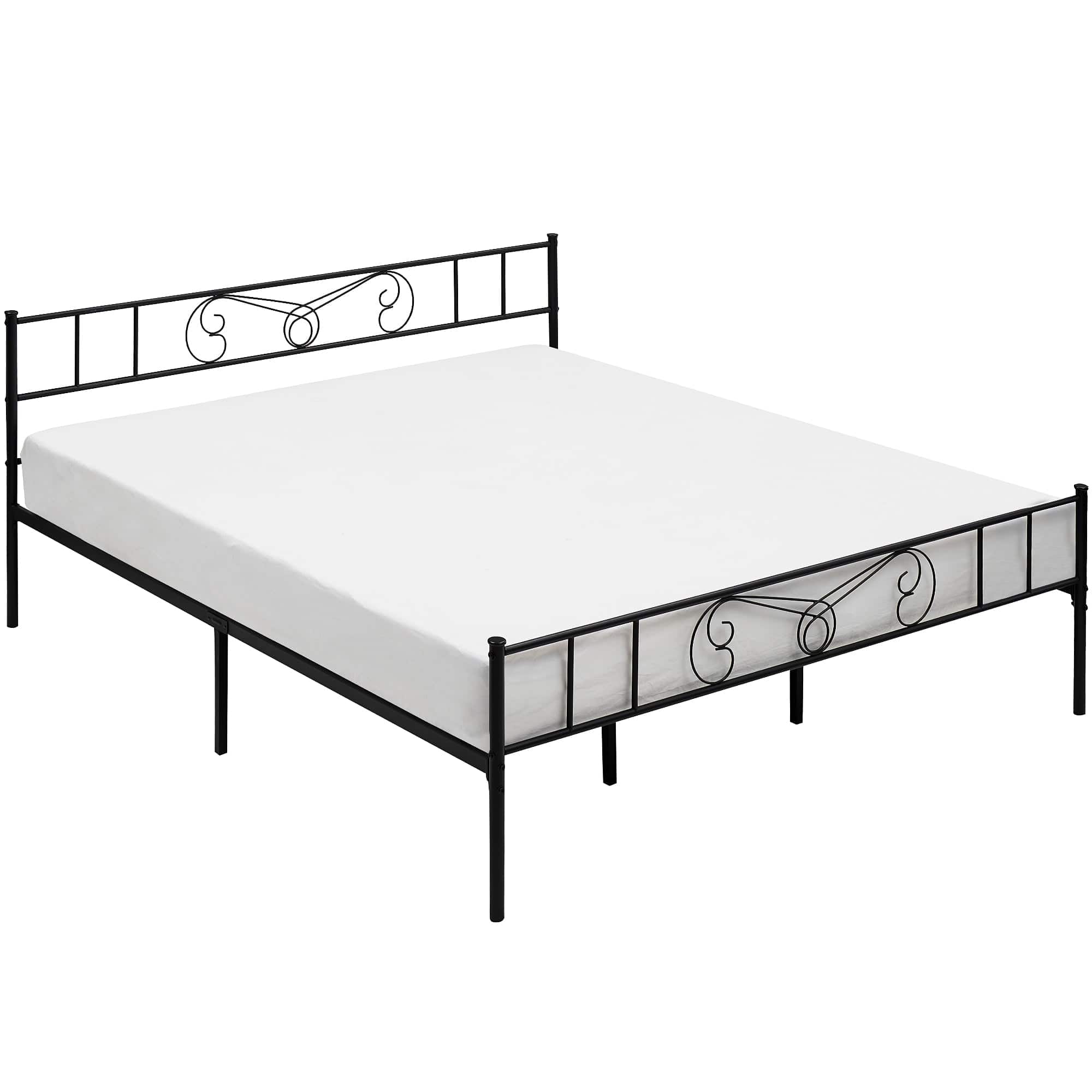 Qeetex King Size Metal Platform Bed Frame - Minimalist Curved Iron ...