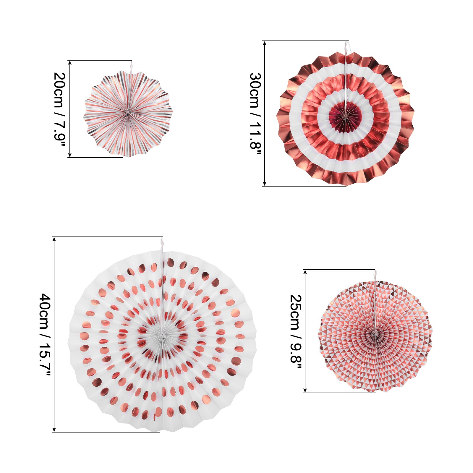 Unique Bargains Hanging Paper Fans Set Round Pattern Paper Garlands ...