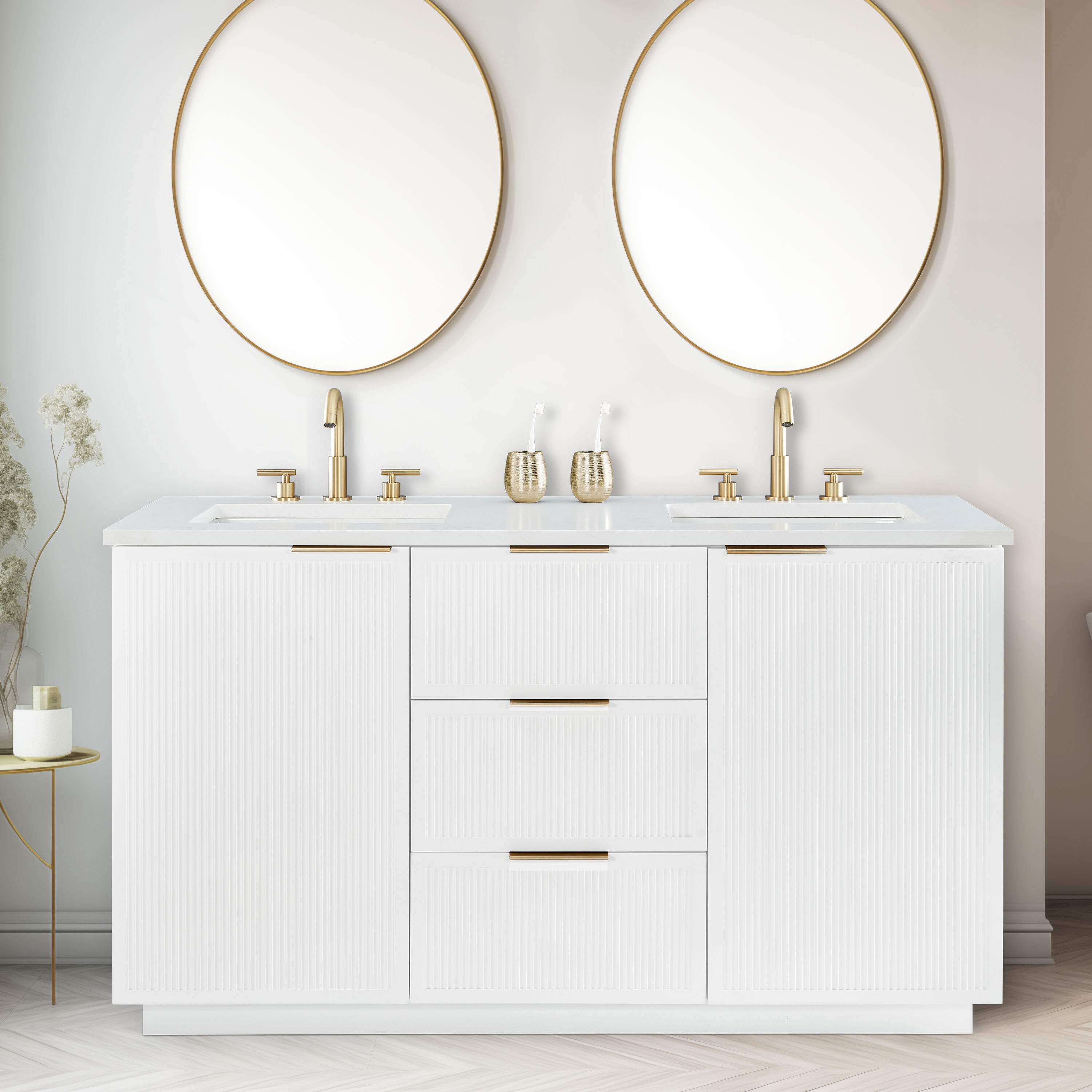 Sudio Design ADDISON 60-in White Undermount Double Sink Bathroom Vanity ...