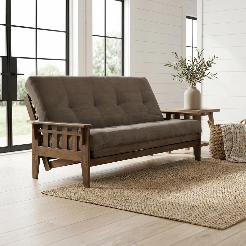 Kodiak Furniture Tucson Frame-Rustic Walnut Finish-Suede Gray Mattress ...