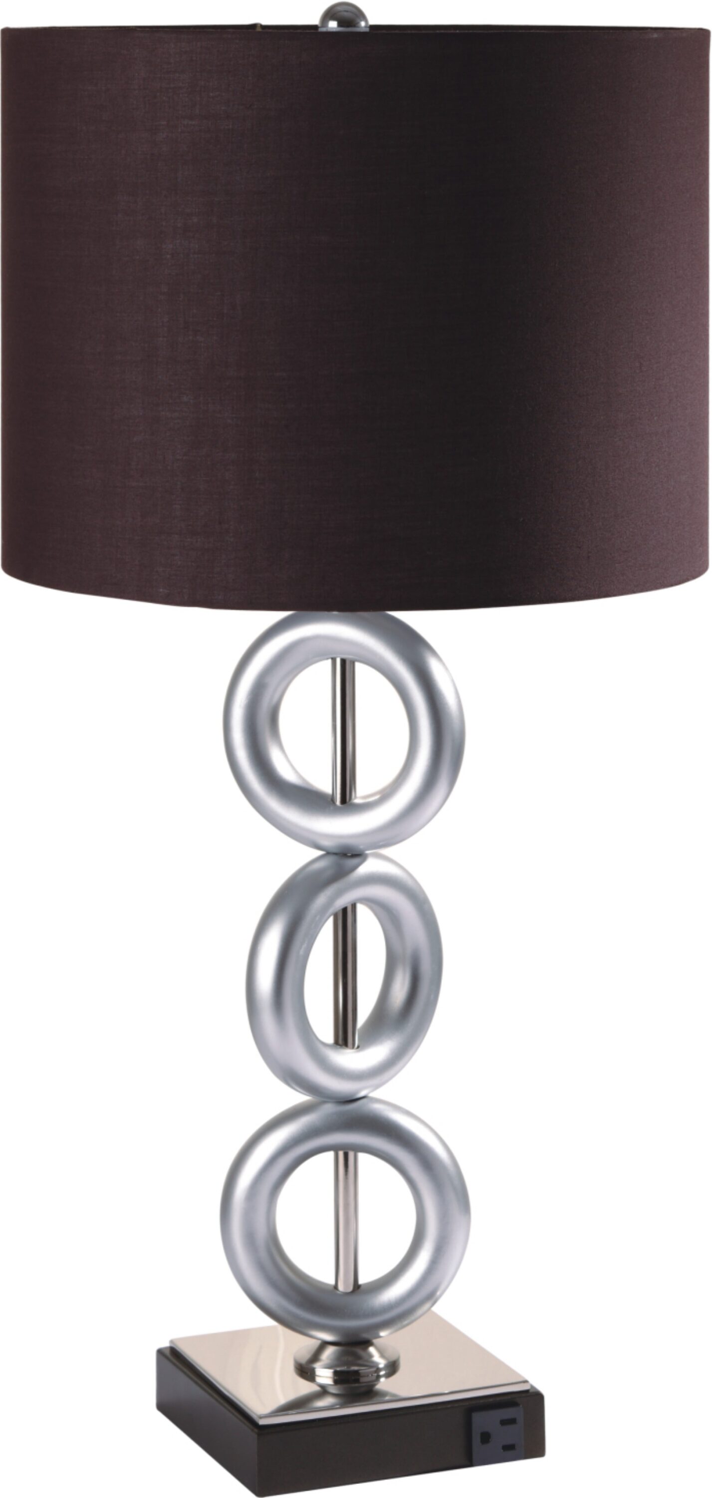 JUSHUA Set Of 2 29 Inch Height Silver 3 Ring With Outlet Table Lamp 2 ...