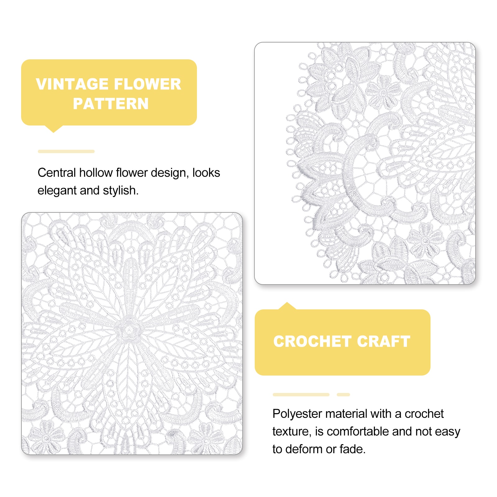 Unique Bargains 2pcs Retro Lace Placemats 10.6x10.6inch Round French ...