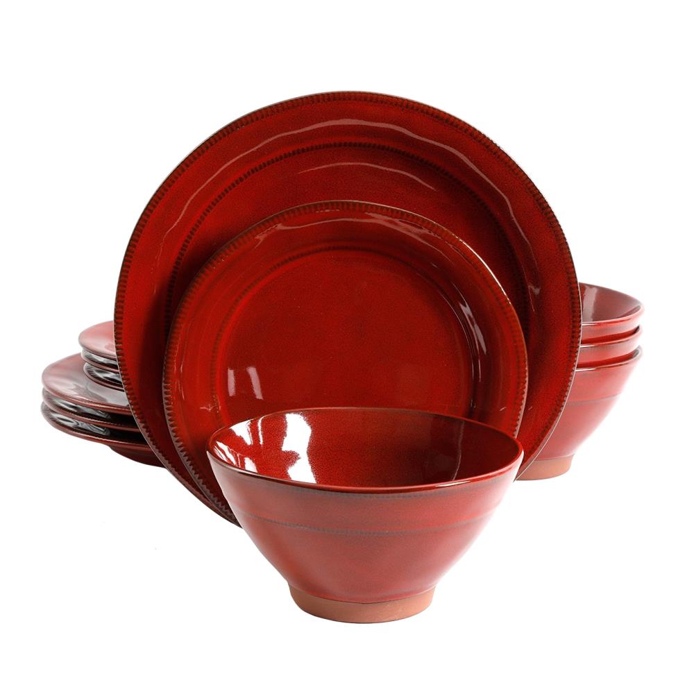 Gibson Elite 12-Piece Red Dinnerware in the Dinnerware department at ...