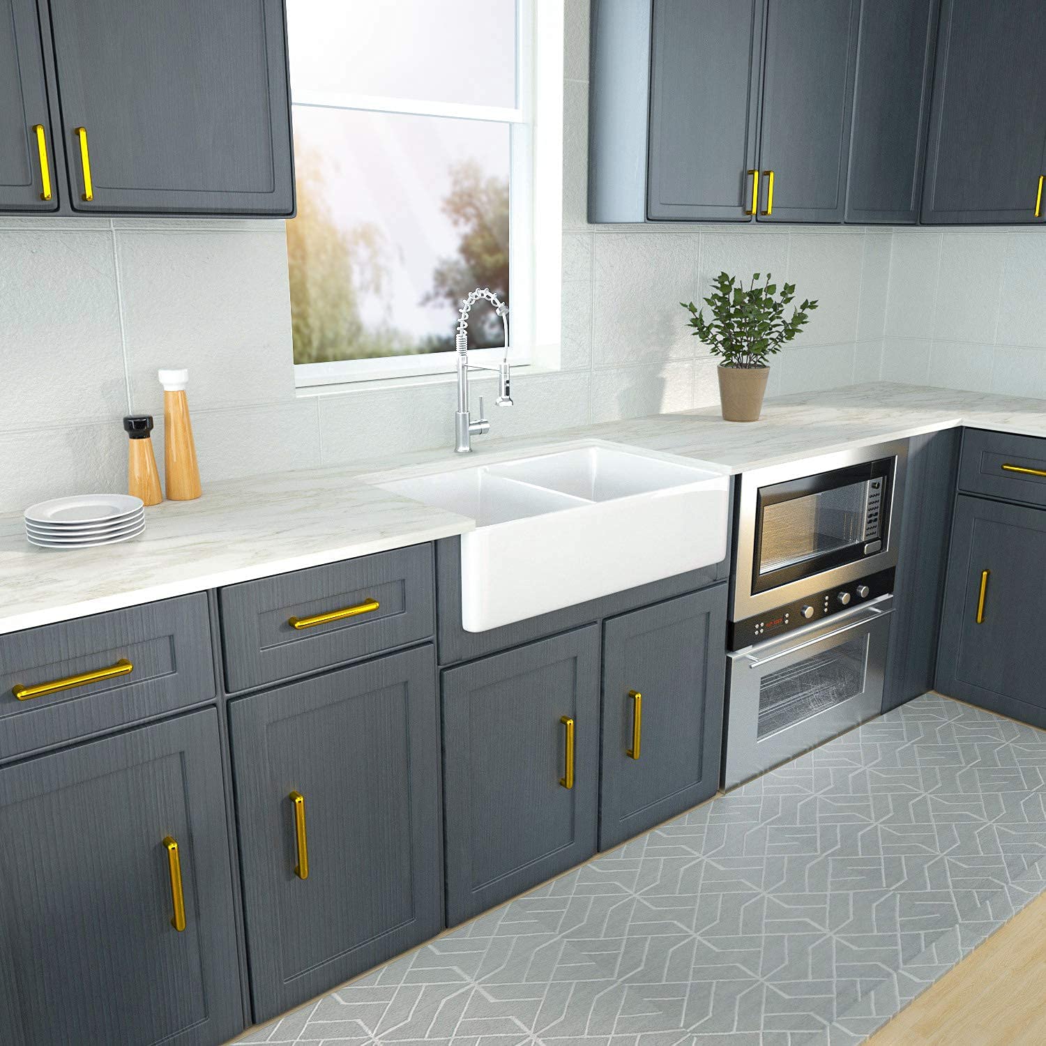 Tatayosi 32 inch L x 20 inch W Double Basin Farmhouse Kitchen Sink with ...