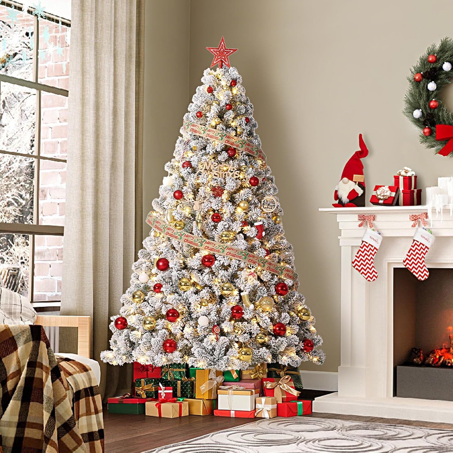 Garvee Pre-Lit Artificial Christmas Tree Premium Hinged Design Foldable ...