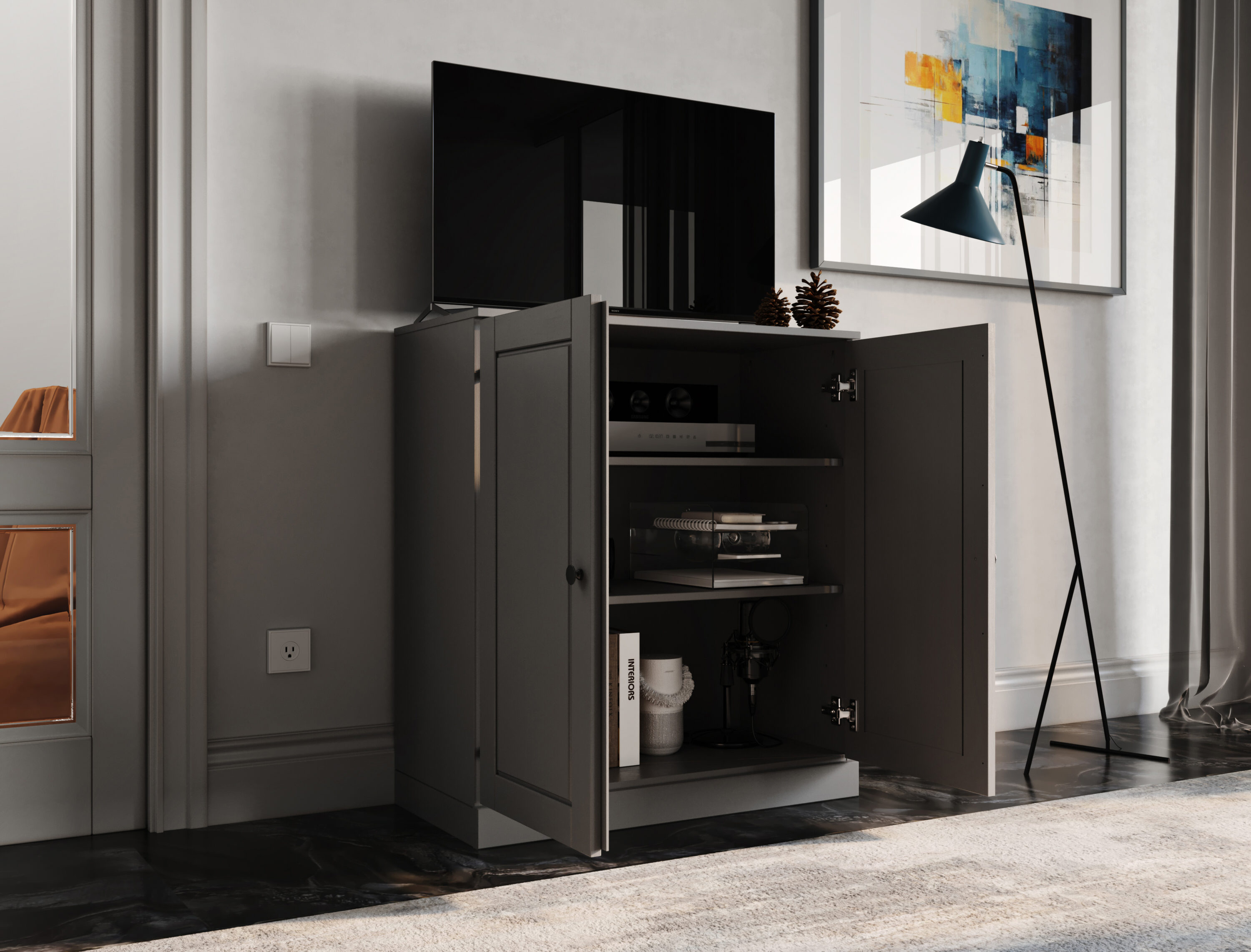 Palace Imports Solid Wood TV Stand with Raised Panel Doors for TVs up ...