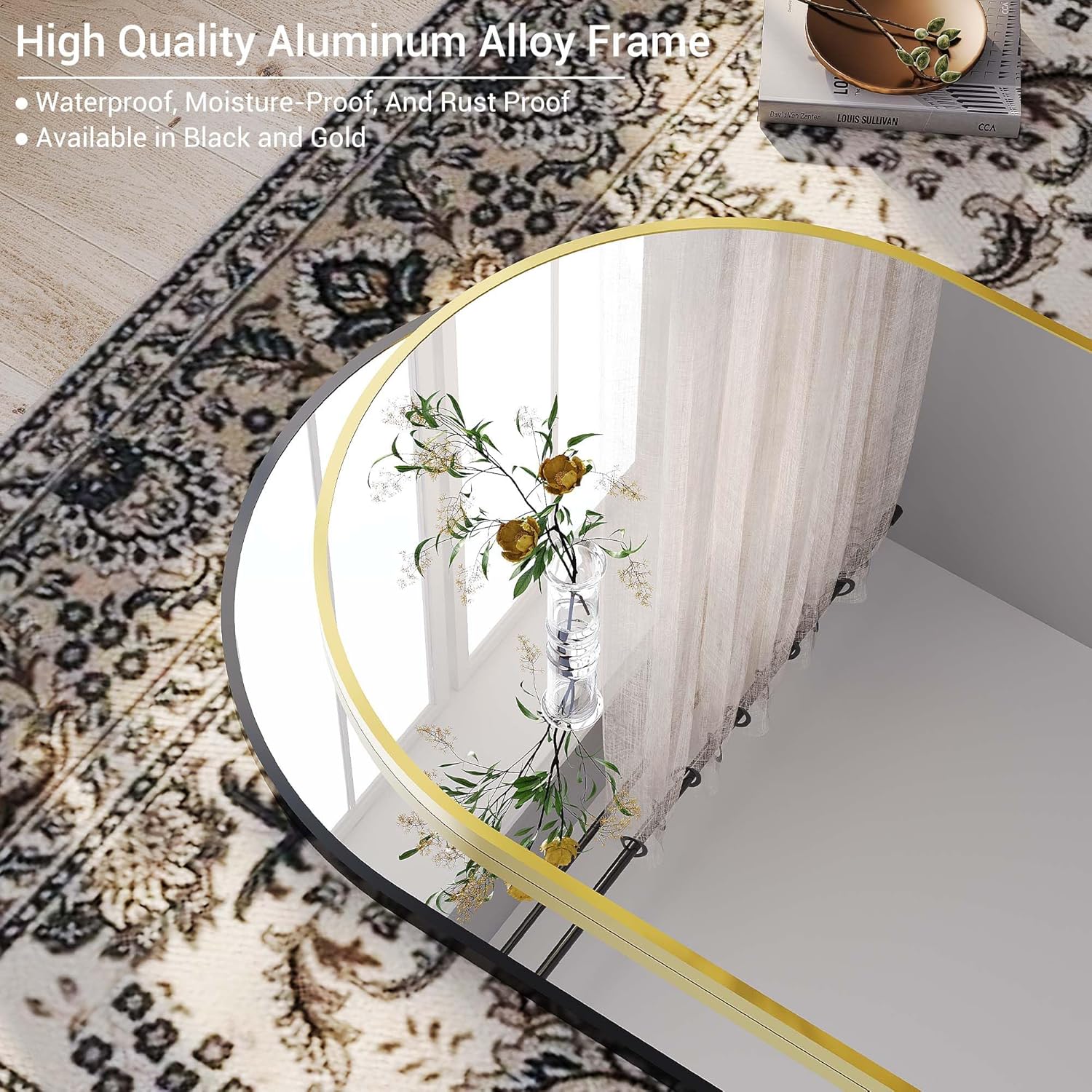 Garvee 30x40 Inch Arch Wall Mirror Modern Gold Metal Frame Vanity ...