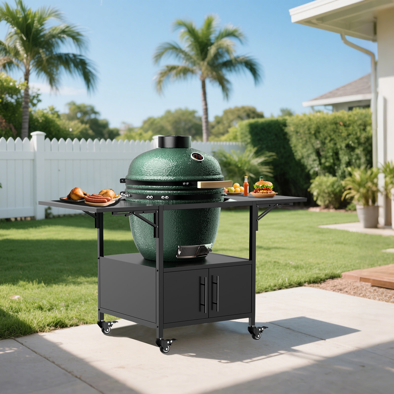 Blisstyle Outdoor Grill Table for Big Green Egg Style Bbq Metal Grill ...