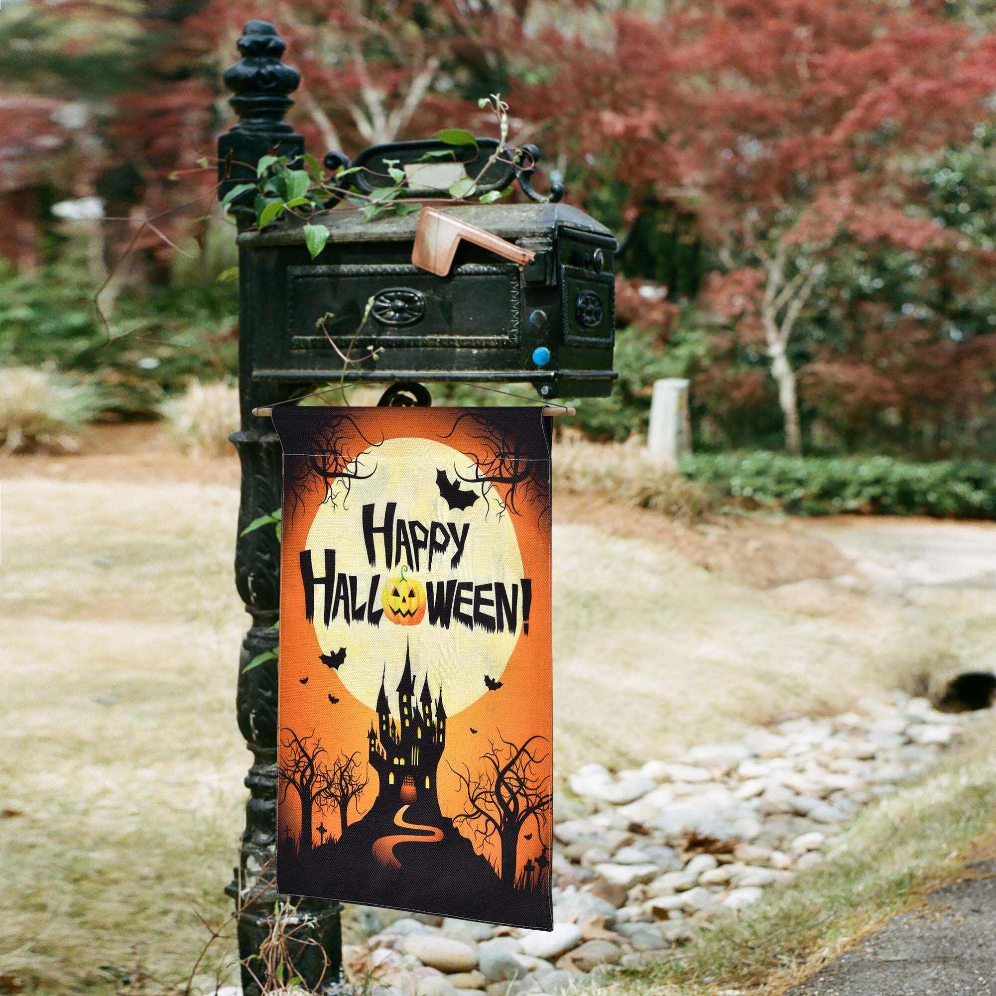 Yescom Halloween Pumpkin String Light with Garden Flag Full Moon Jack O ...