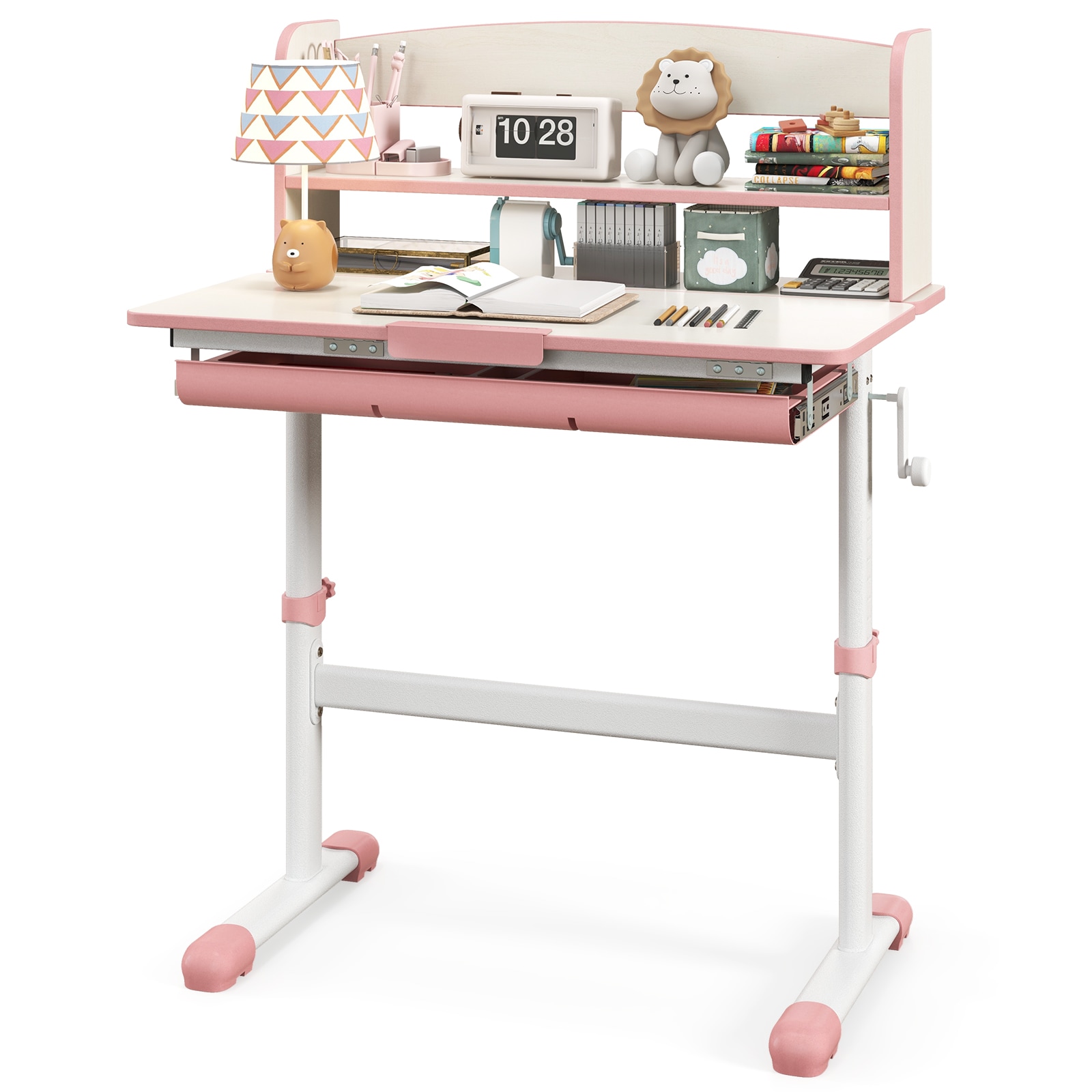 Slickblue 31.5 Width Blue and Pink Kids Modern MDF Adjustable Study ...
