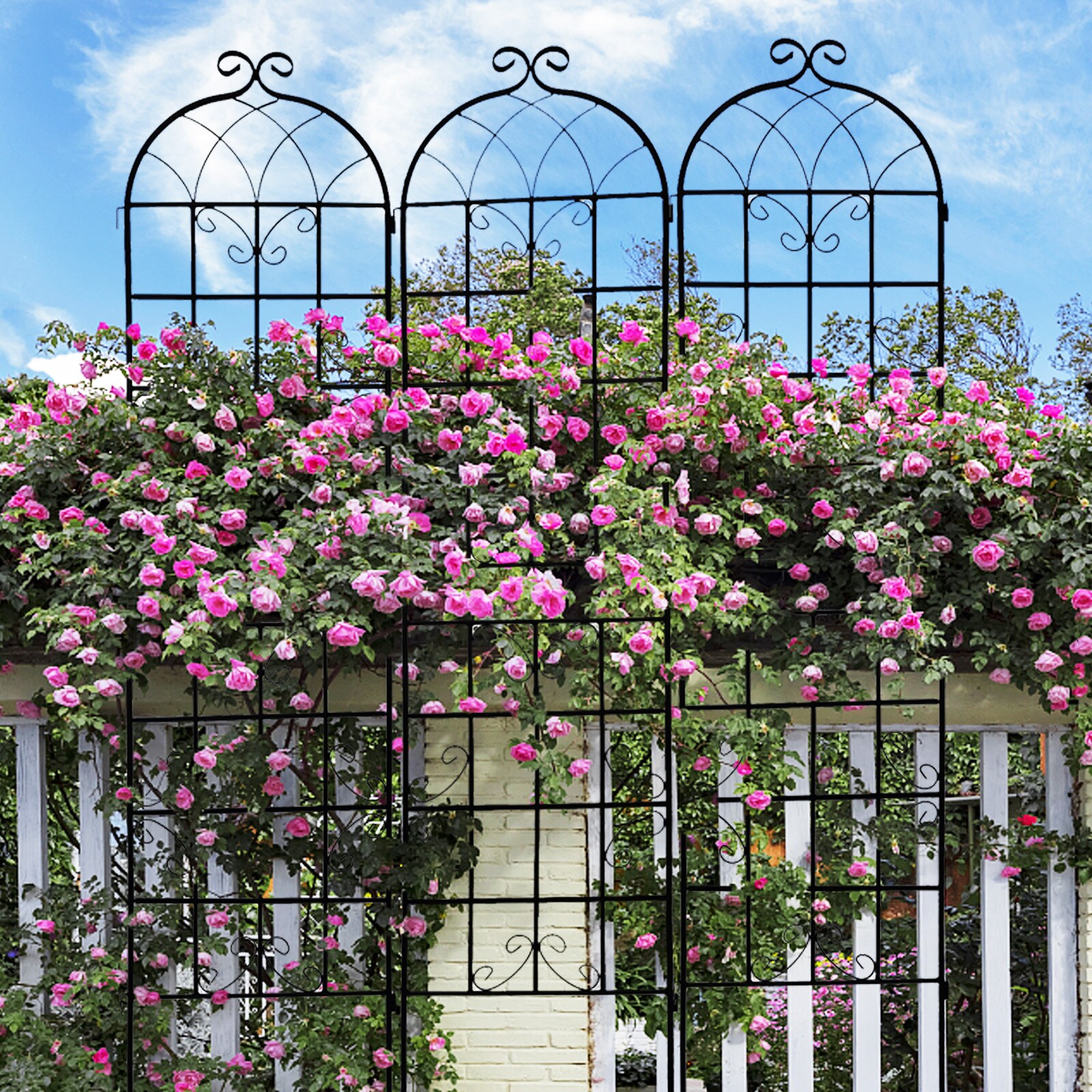 Wooakway 4 Pack Metal Garden Trellis 86.7.in x 19.7.in Rustproof ...