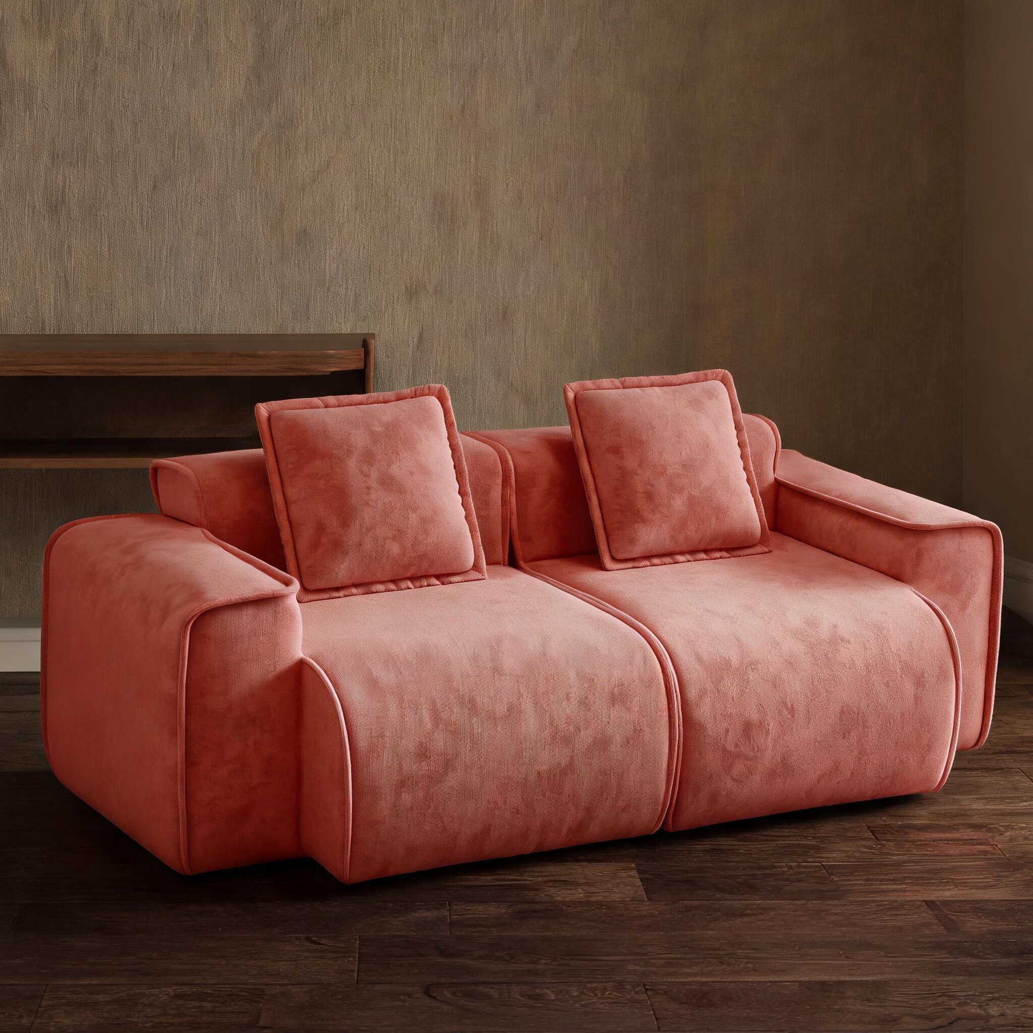 Naturefalls 2-Seat Rectangular Modern Sofa with Classic Red Velvet ...