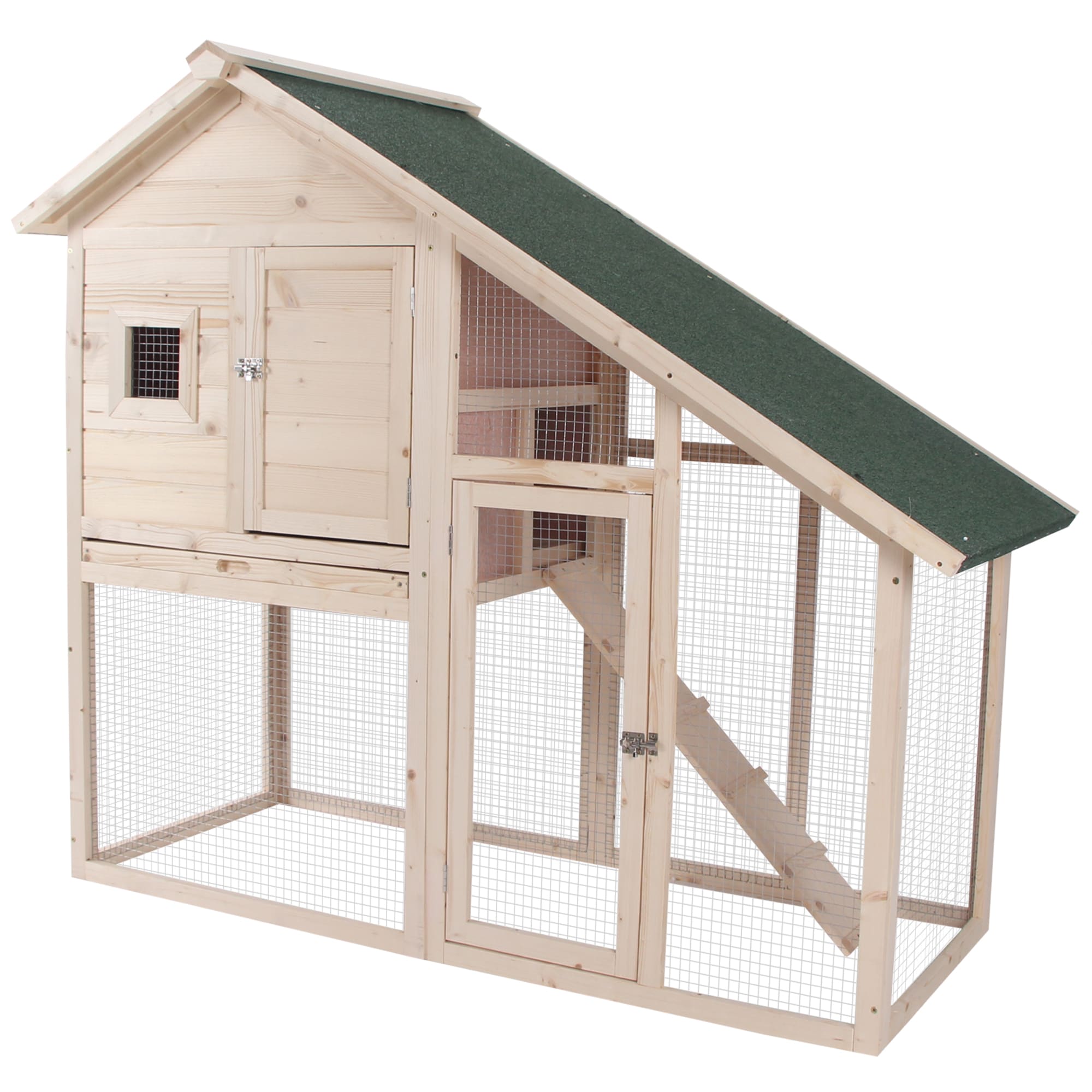 LUXEYARD PawHut 55in.L 2-Tier Wooden Rabbit Hutch Bunny Cage Small ...