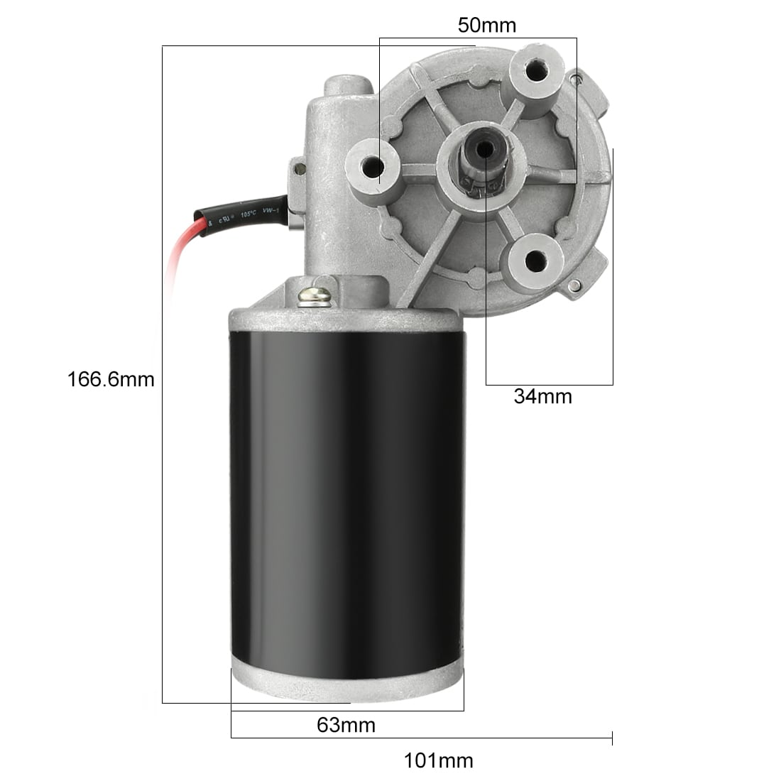 Unique Bargains DC12V 60W 60RPM 8N.M Reversible Worm Gear Motor High ...