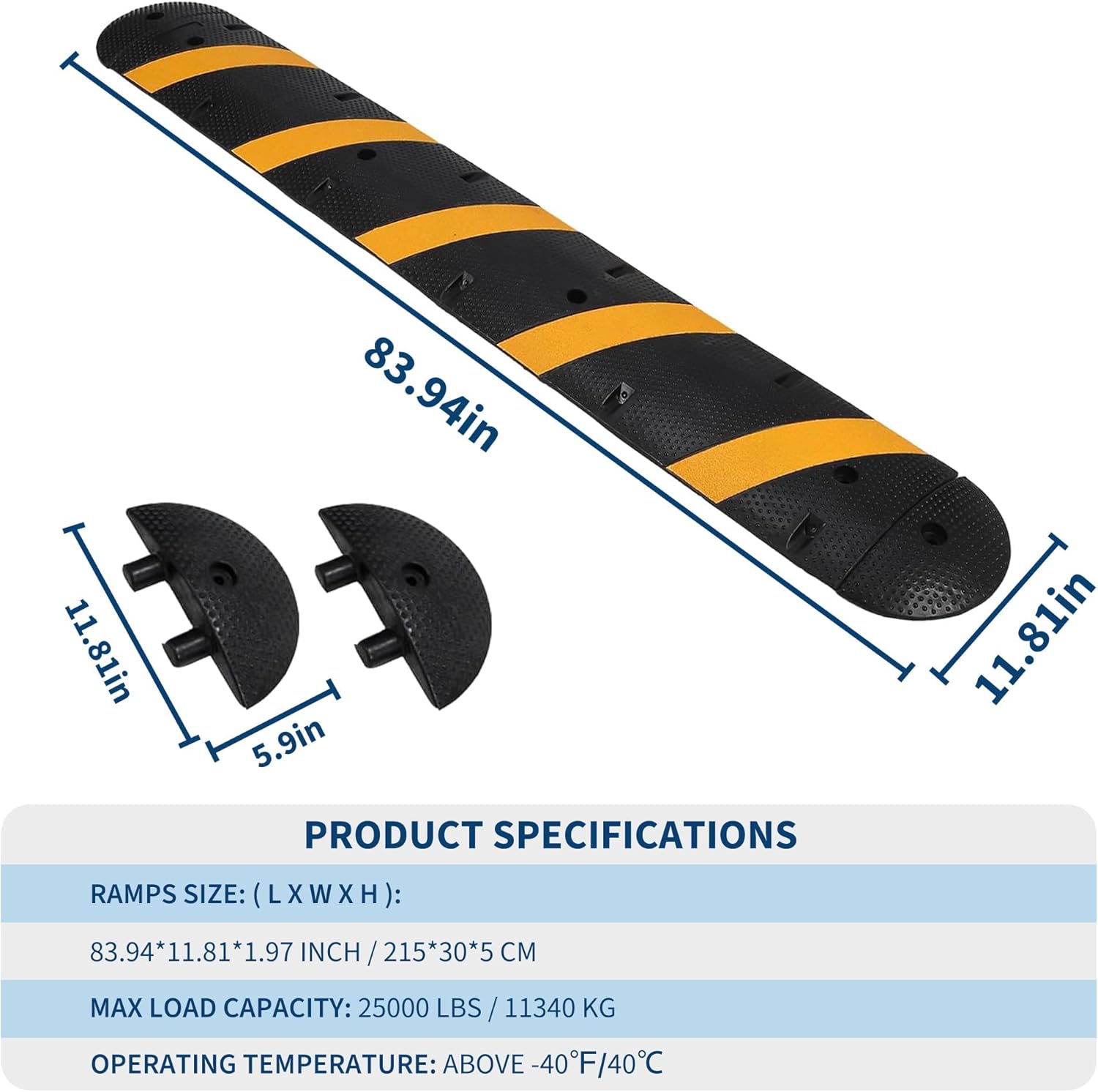 Garvee 7FT Heavy Duty Recycled Rubber Speed Bump 25000 Lbs Capacity ...