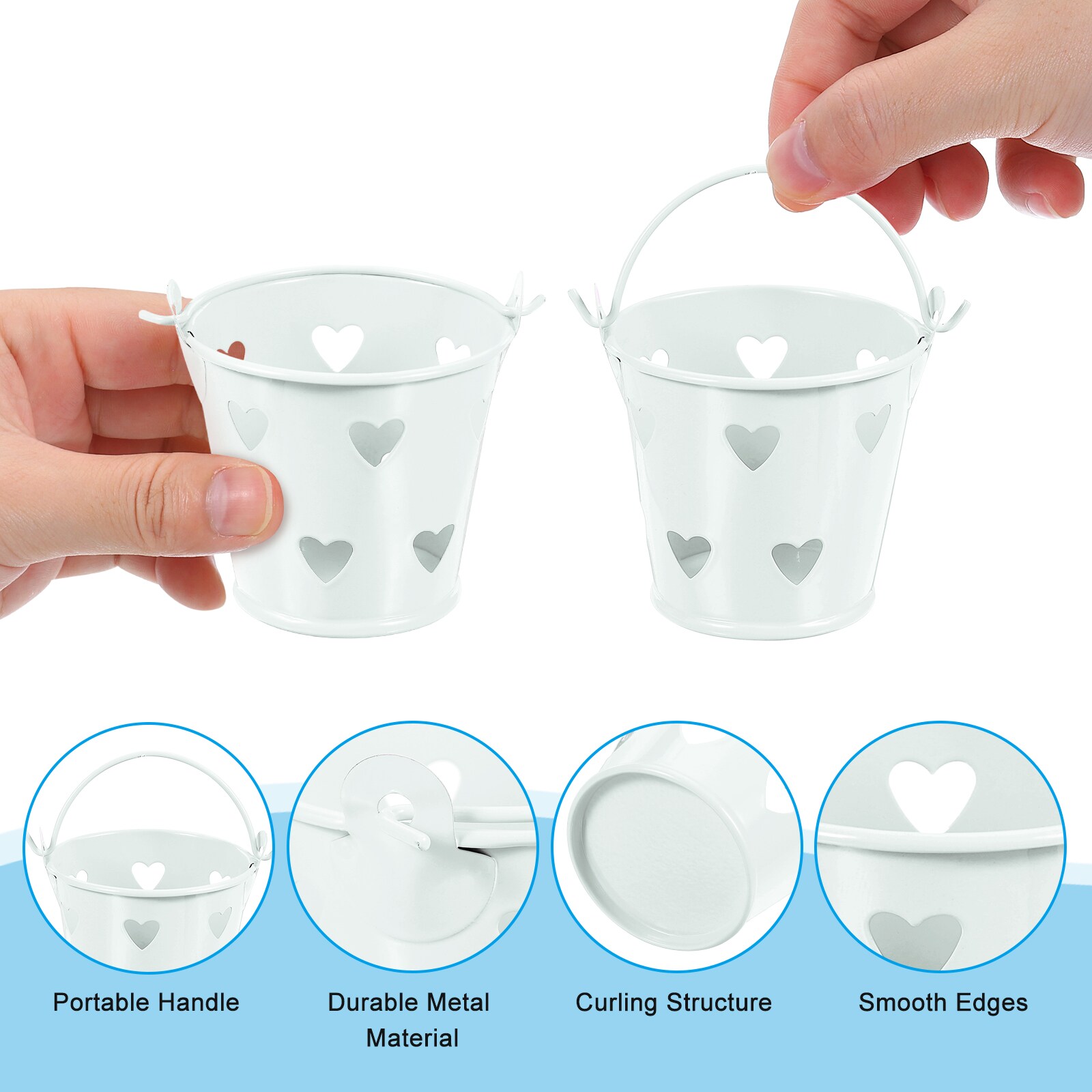 PATIKIL 2.4inx2in Mini Metal Buckets 3 Pcs Colorful Easter Bucket Small ...