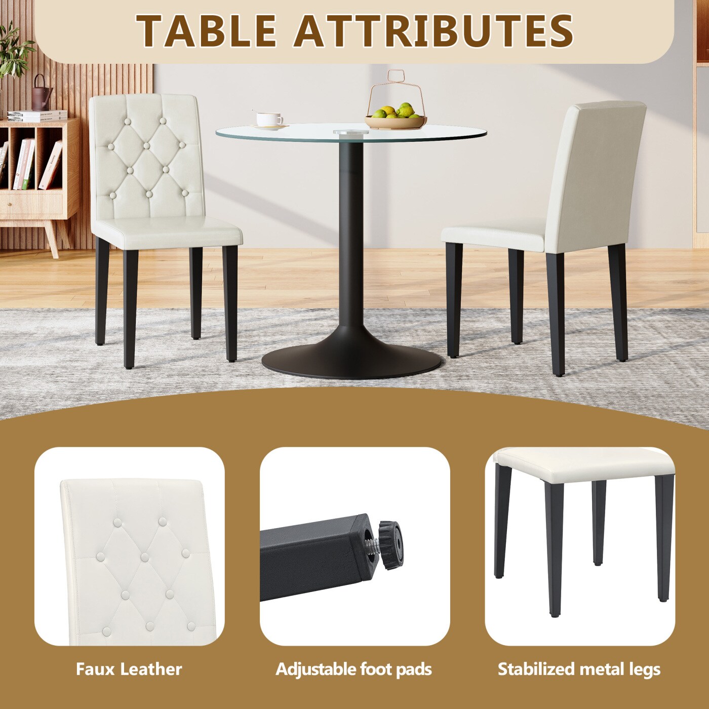 Streamdale Furniture Streamdale 4-pack white PU dining chairs ergonomic ...