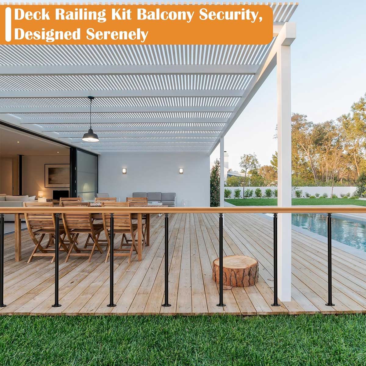 Aoibox 4 Pack Black Metal Stair Post 270 Adjustable Baluster Posts for ...