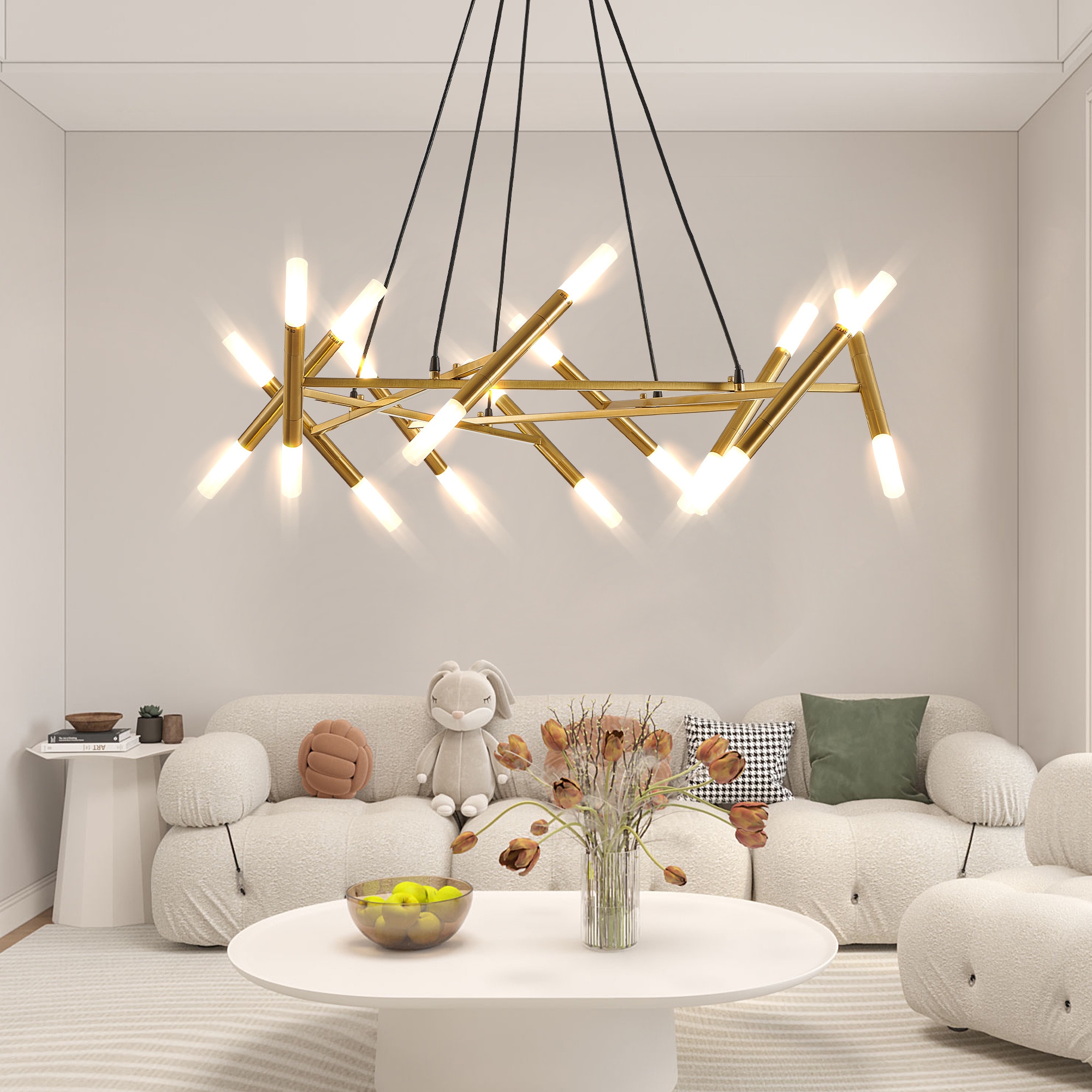 BABOOM Large Contemporary Crystal Chandelier 10-Light Gold Modern ...