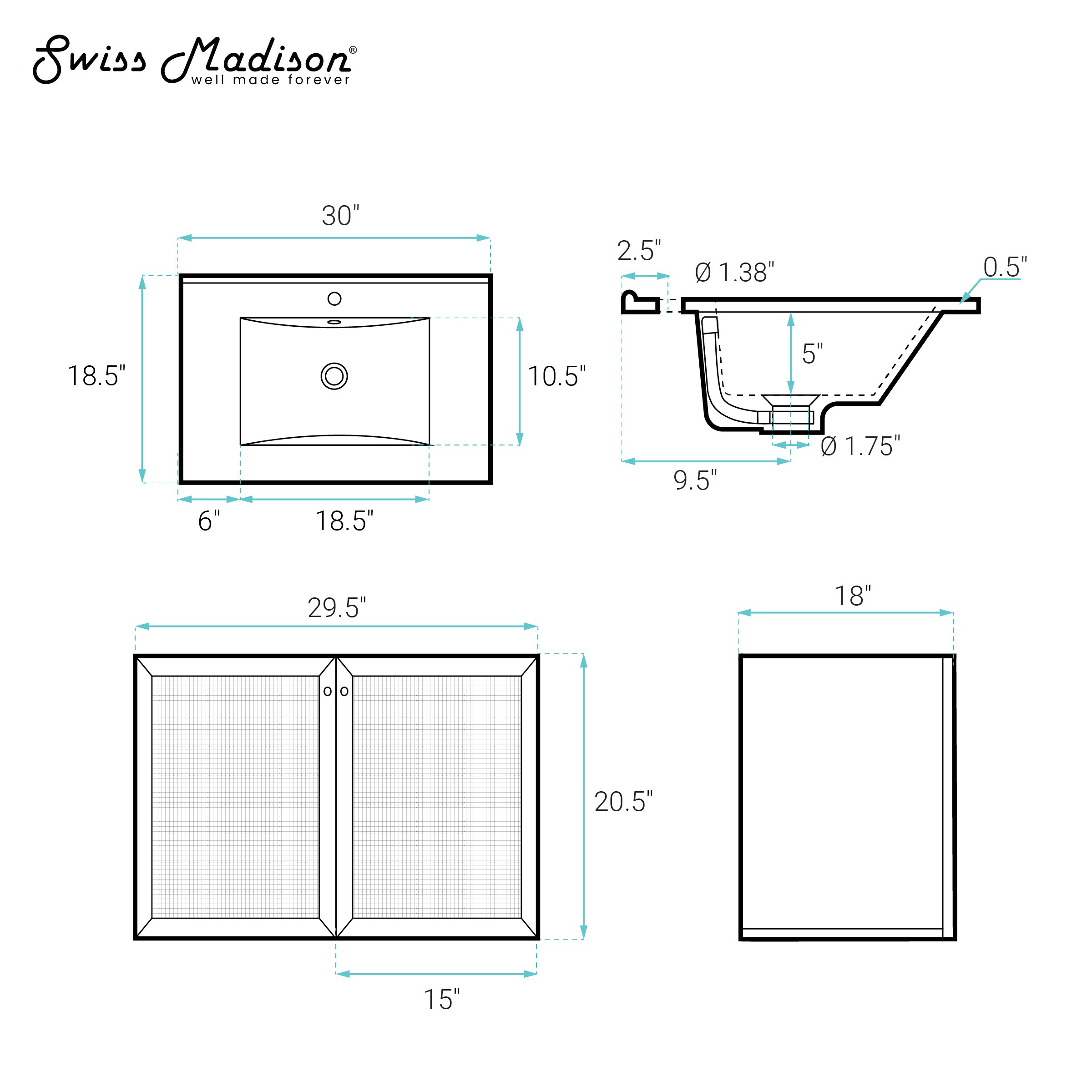 Swiss Madison Chaux 30-in Natural Oak Single Sink Floating Bathroom ...
