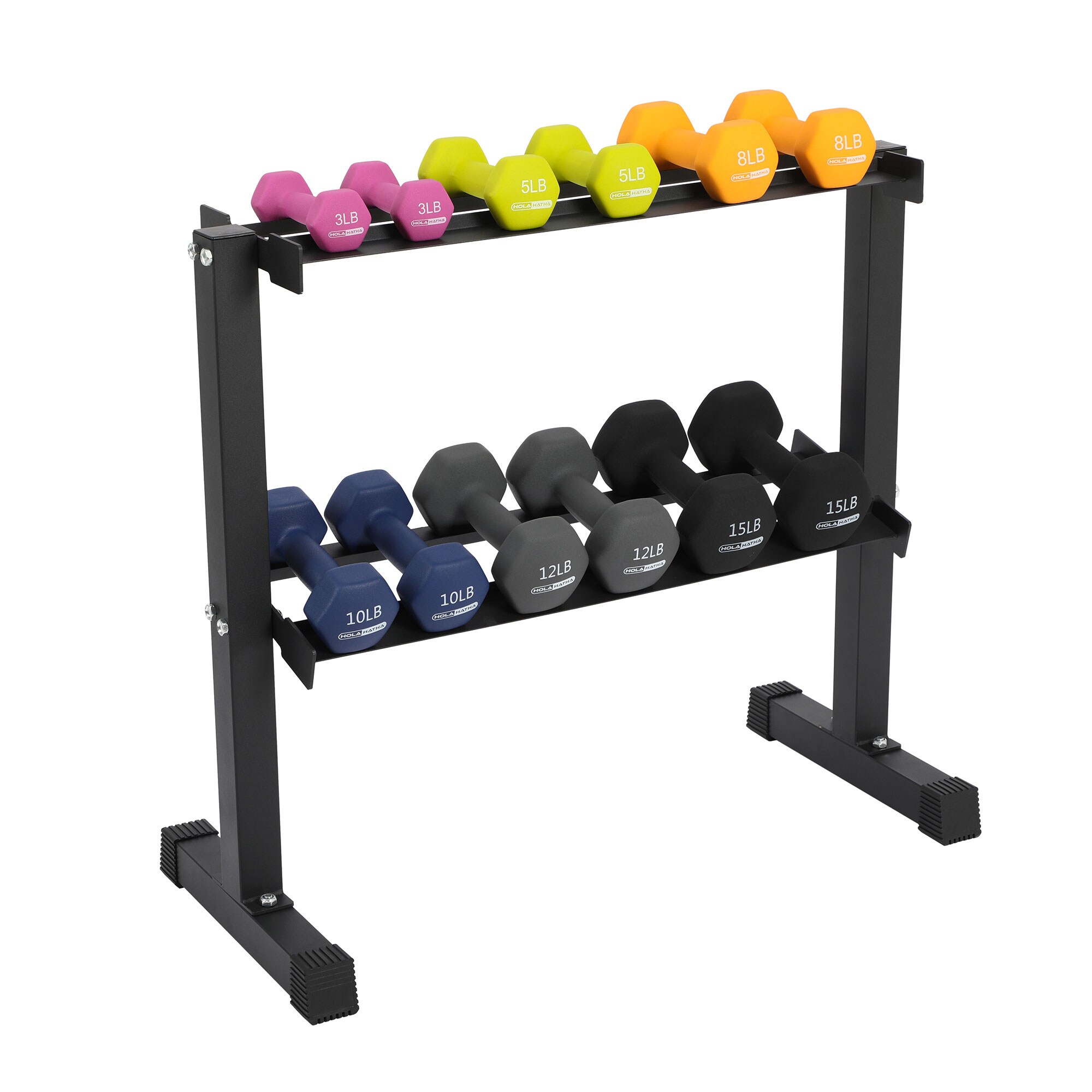 HolaHatha 106 Pound Neoprene Dumbbell Strength Training Weight Set with ...