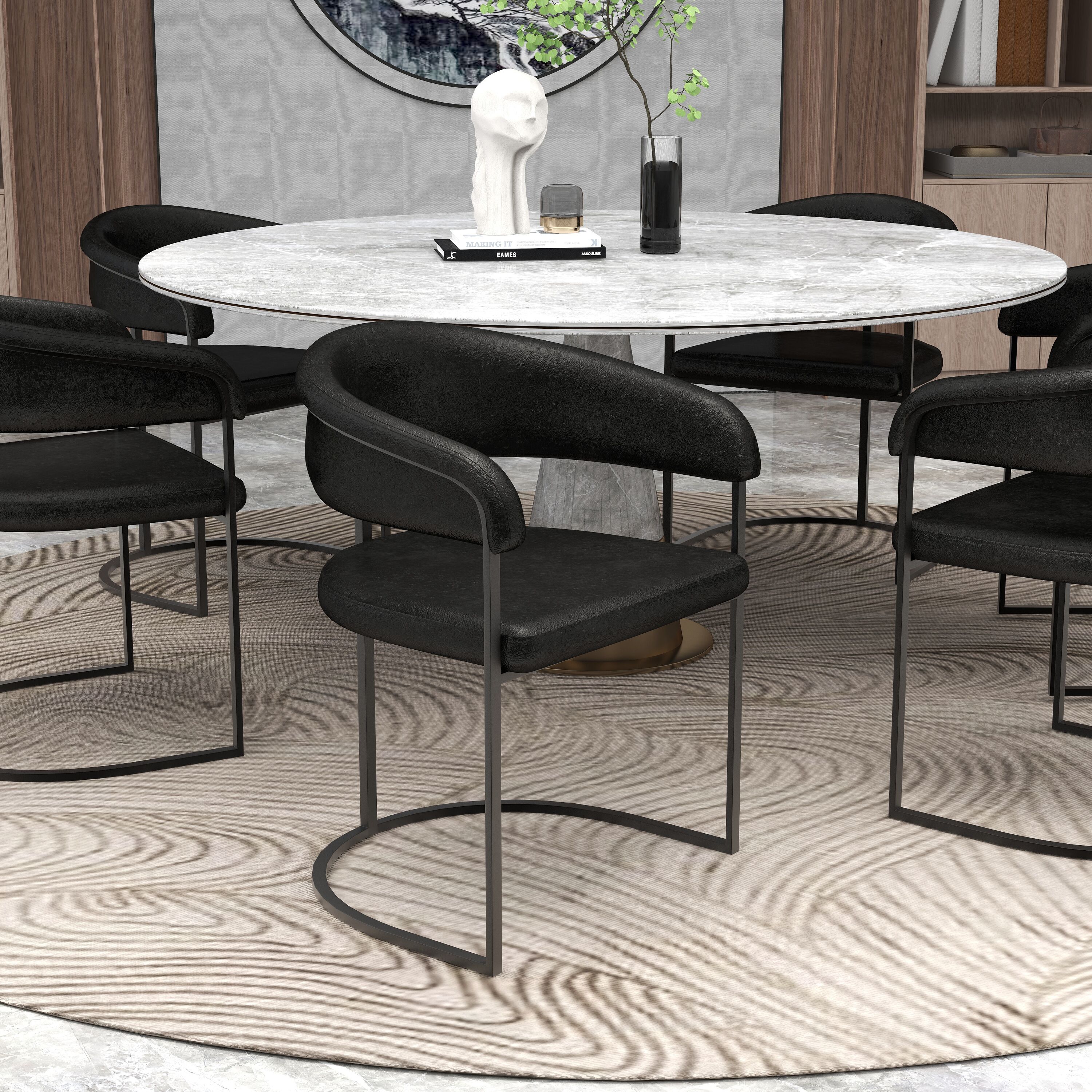 Leisuremod Aero Contemporary/Modern Faux leather Upholstered Dining arm ...