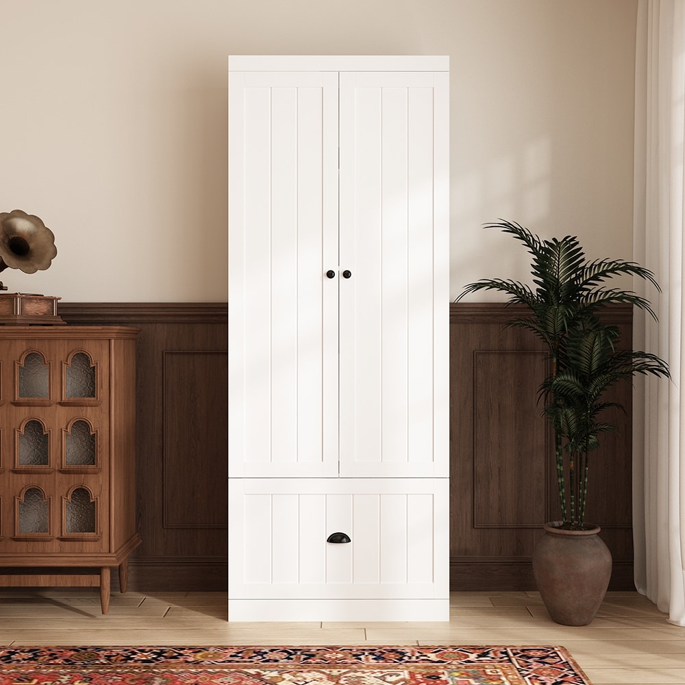 FUFU&GAGA Contemporary/Modern White Pantry with Wine Storage in the ...