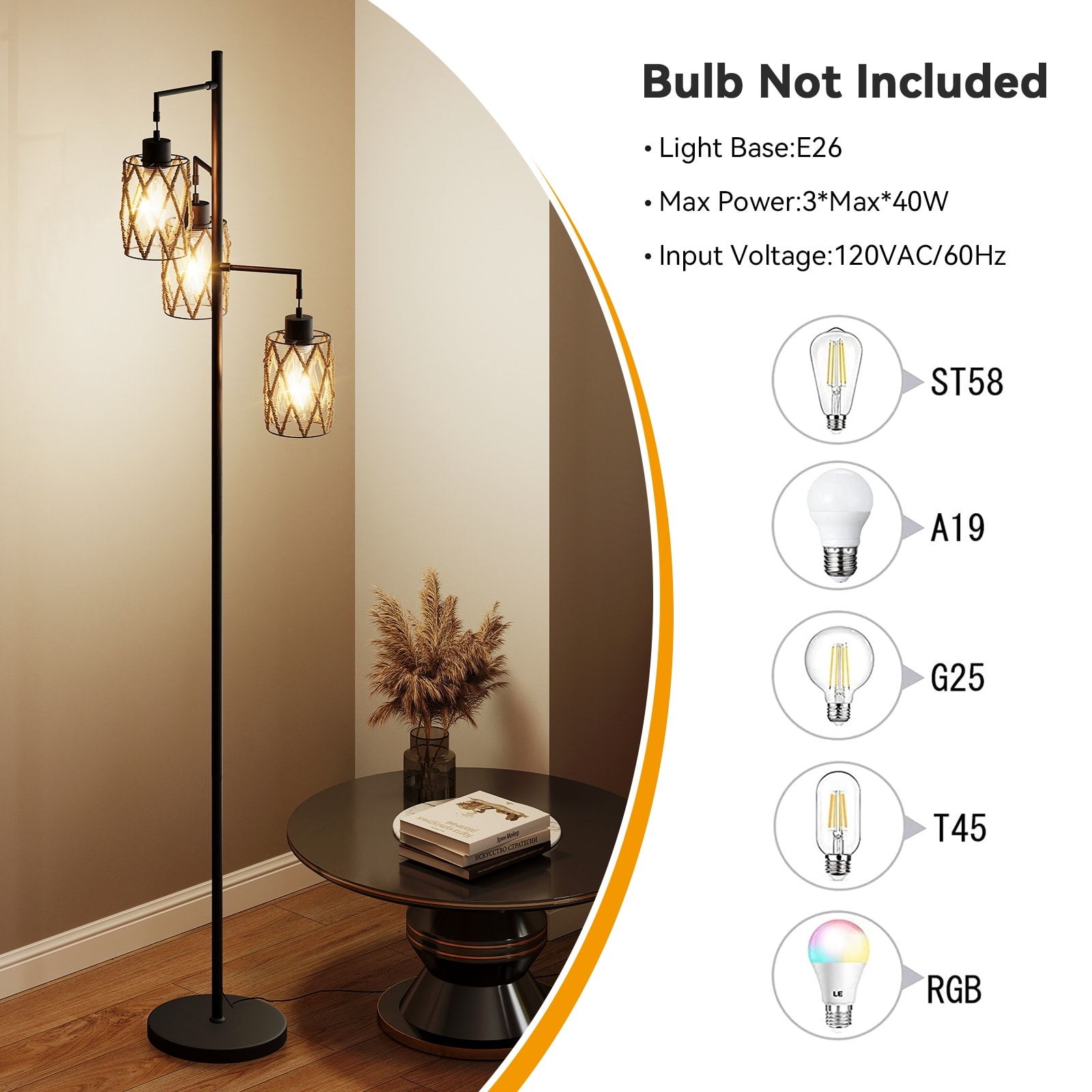Dexmalle 67in Tree-Shaped Floor Lamp with 3 Lights – Foot Switch ...