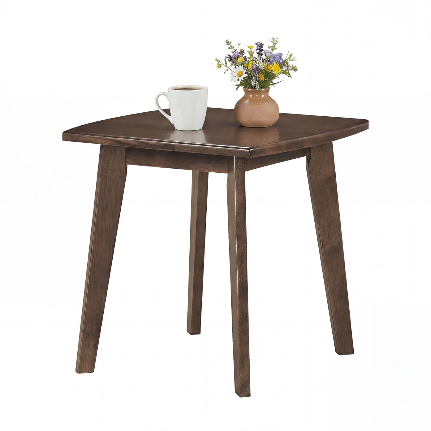 Slickblue Modern Wooden End Table with Square Tabletop and Curved Edge ...