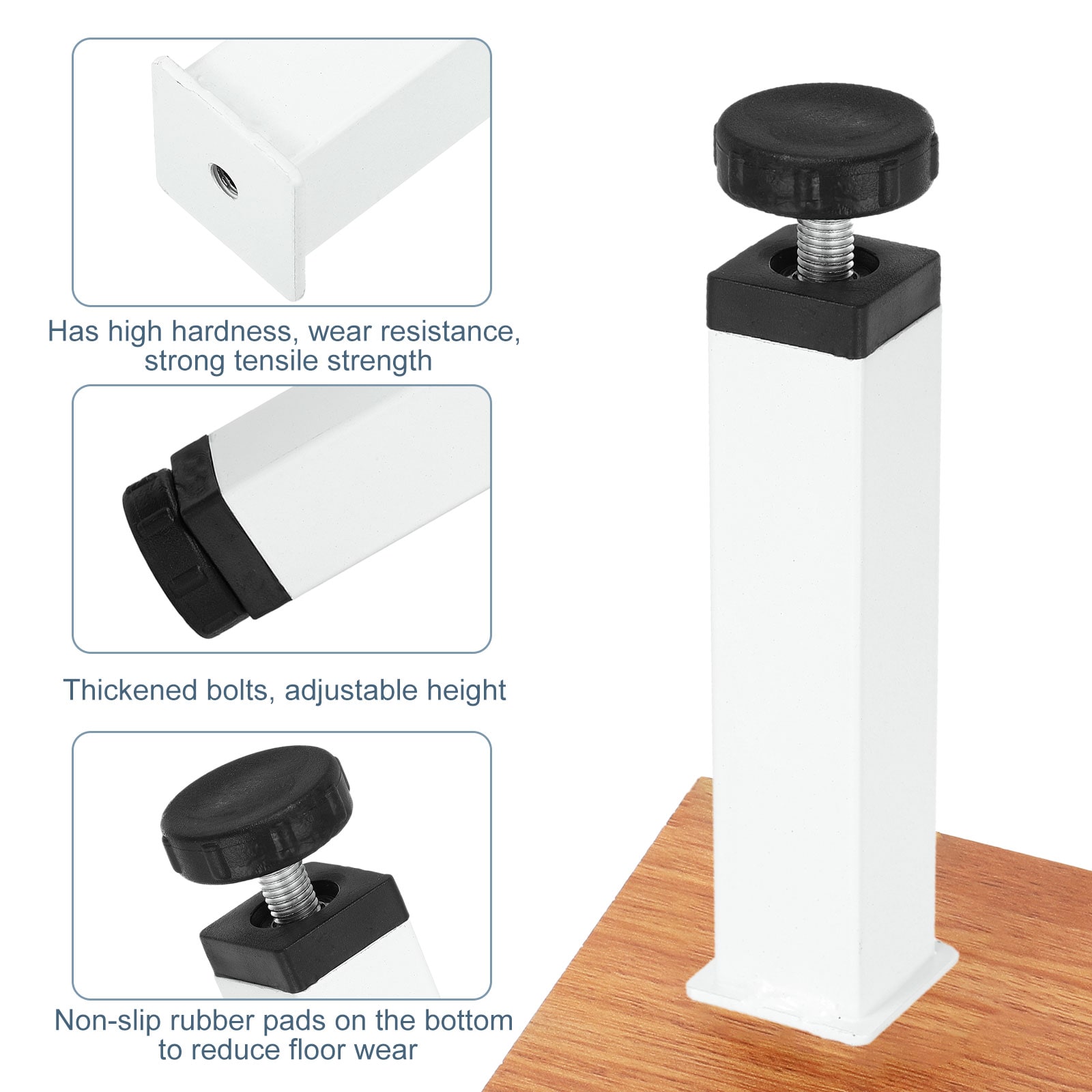 Unique Bargains 2pcs Adjustable Height Center Support Leg 6inch Metal ...