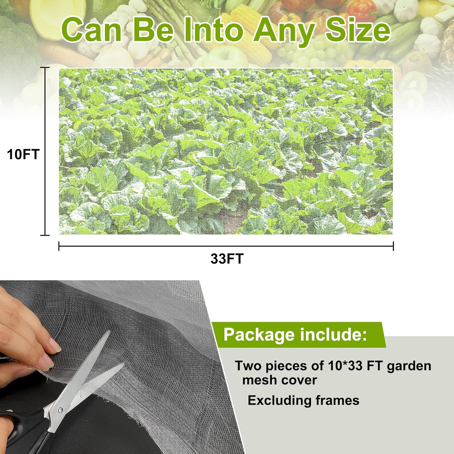 MaseiKar Garden Netting Pest Barrier 2 Pack (10x33Ft) Ultra Fine Mesh ...