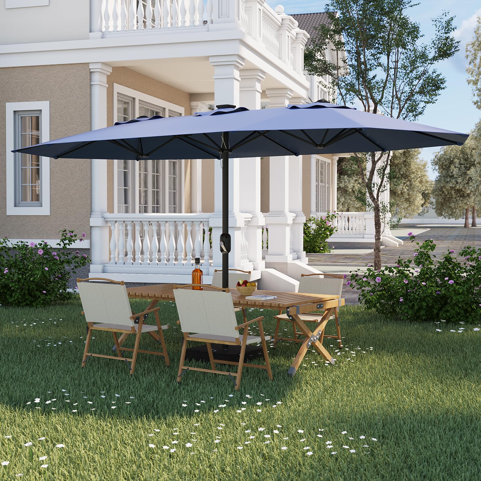 GarveeLife 15FT Patio Umbrella with Base Double Sided Rectangular ...
