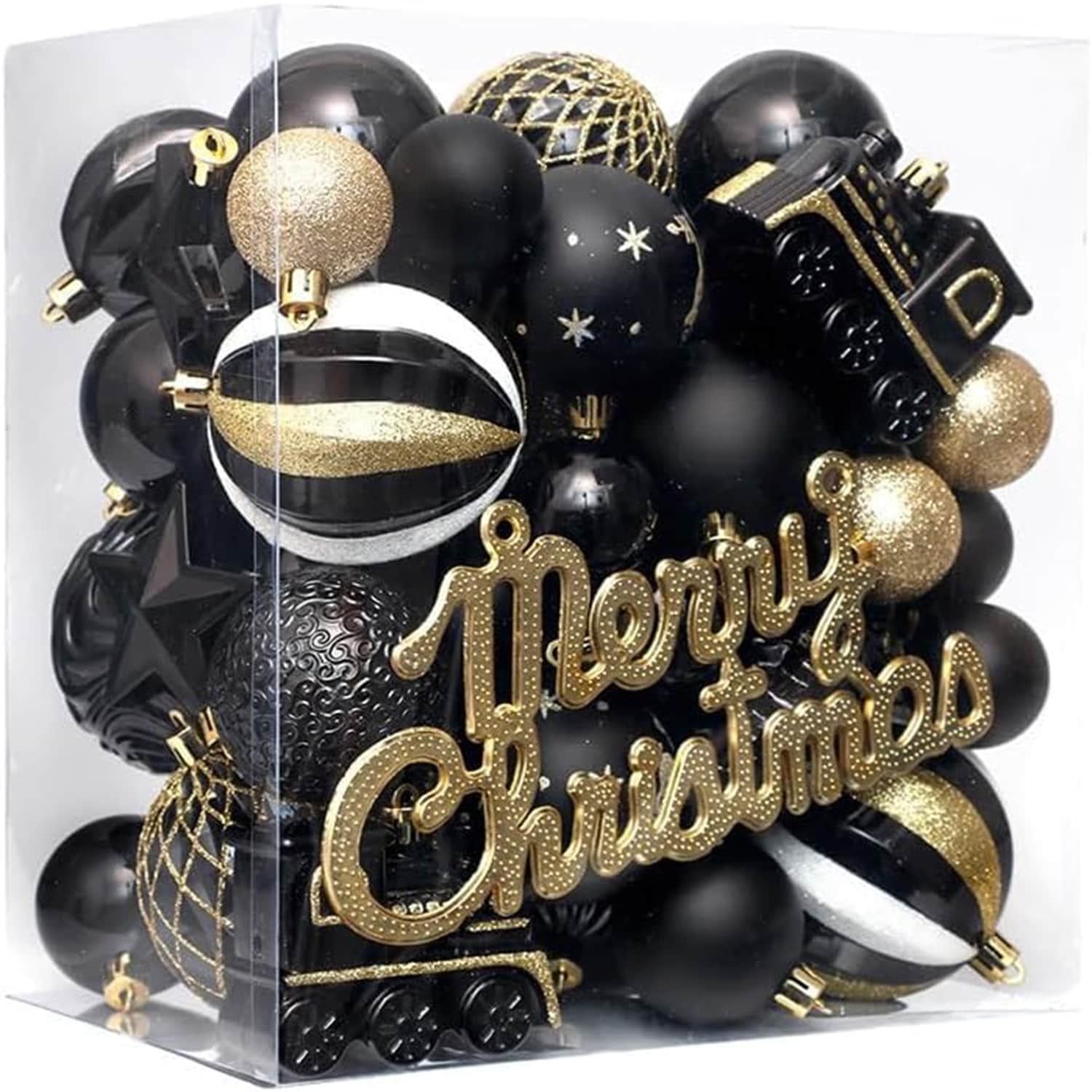 Garvee 65-Pack Mixed-Size Christmas Ornaments Set 3-Color Shatterproof ...