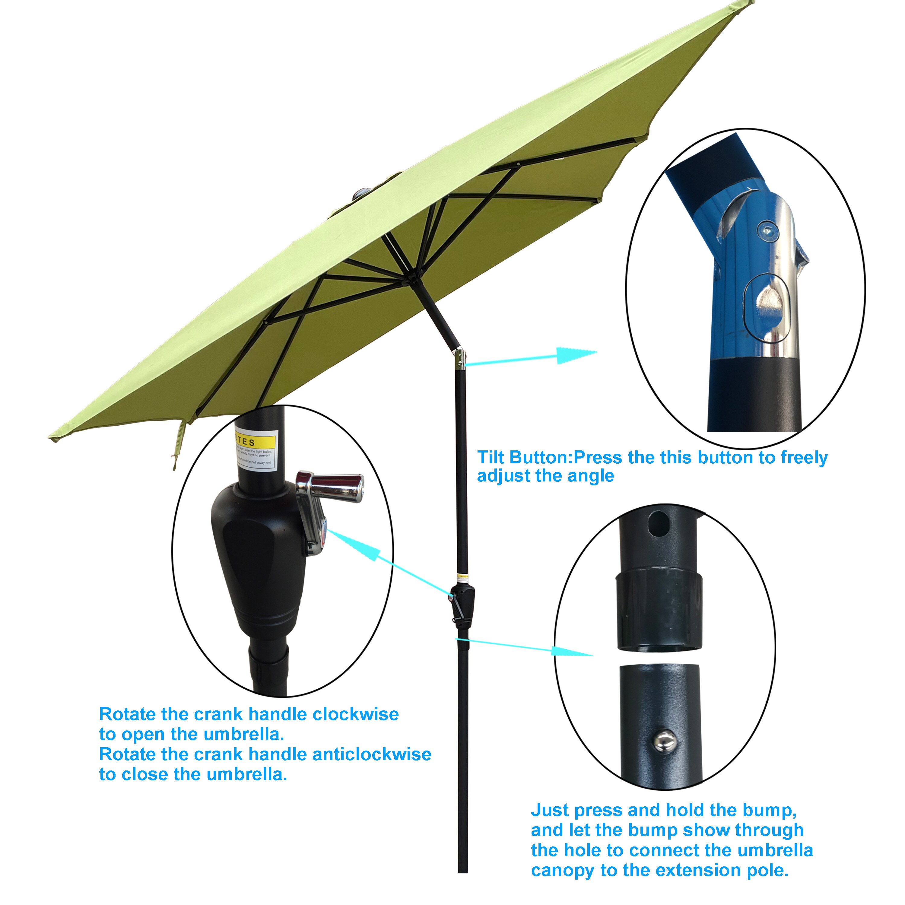 9-ft Steel Green Push-button Tilt Garden Patio Umbrella in the Patio ...