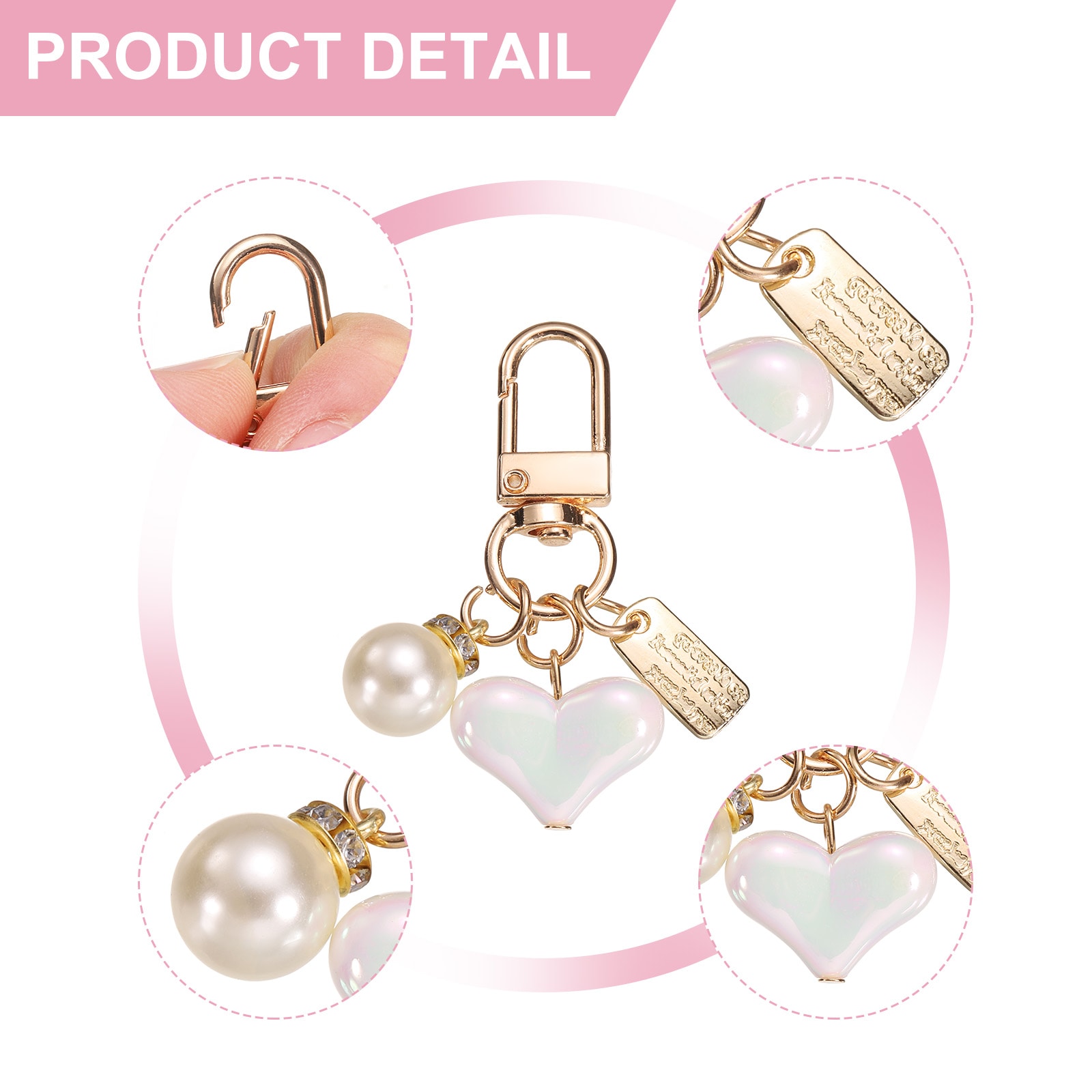 Unique Bargains Heart Keychain Charm for Women Metal Cute Heart and ...