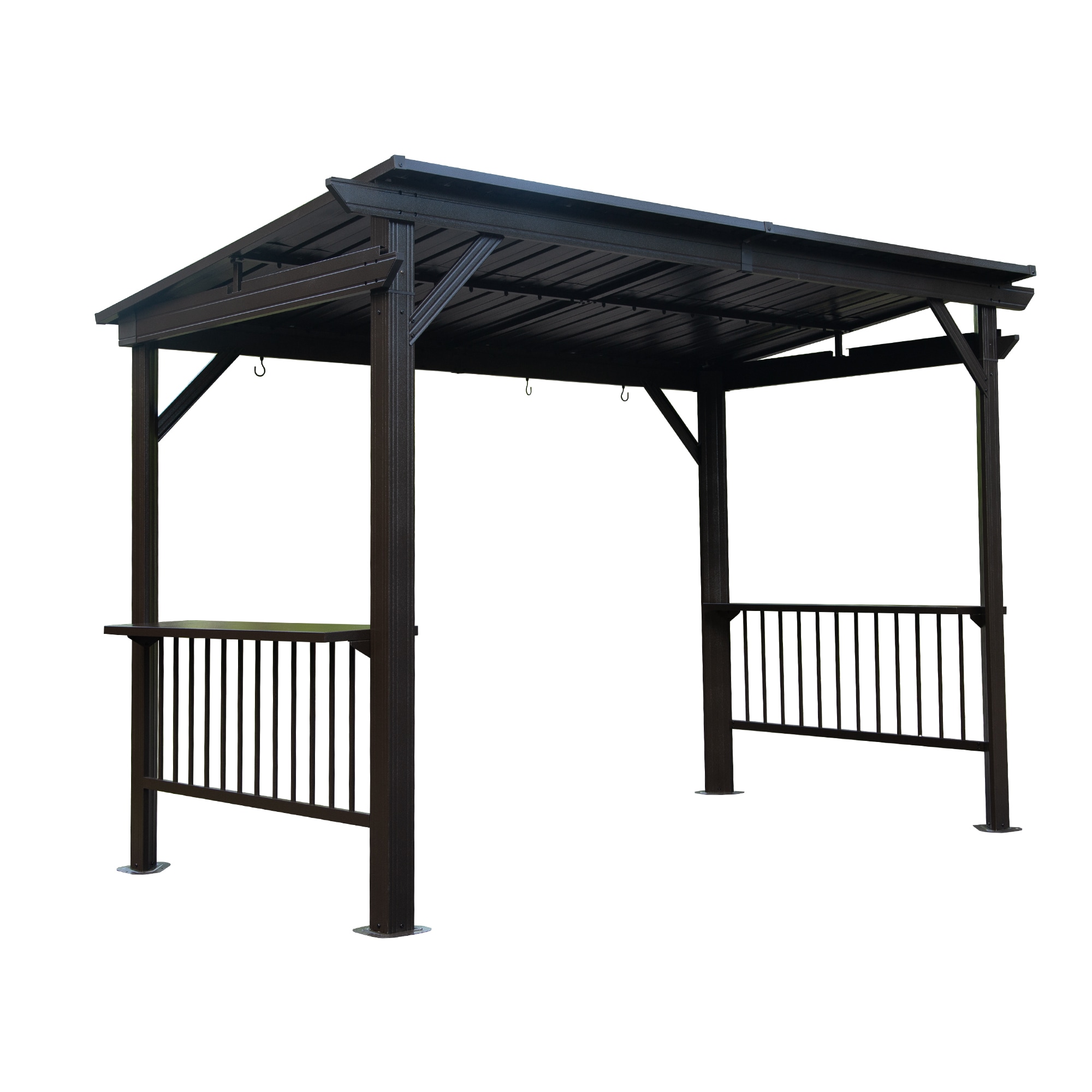 Clihome 12-ft x 6.5-ft with 2 Side Shelves Gray Grill Gazebo with ...