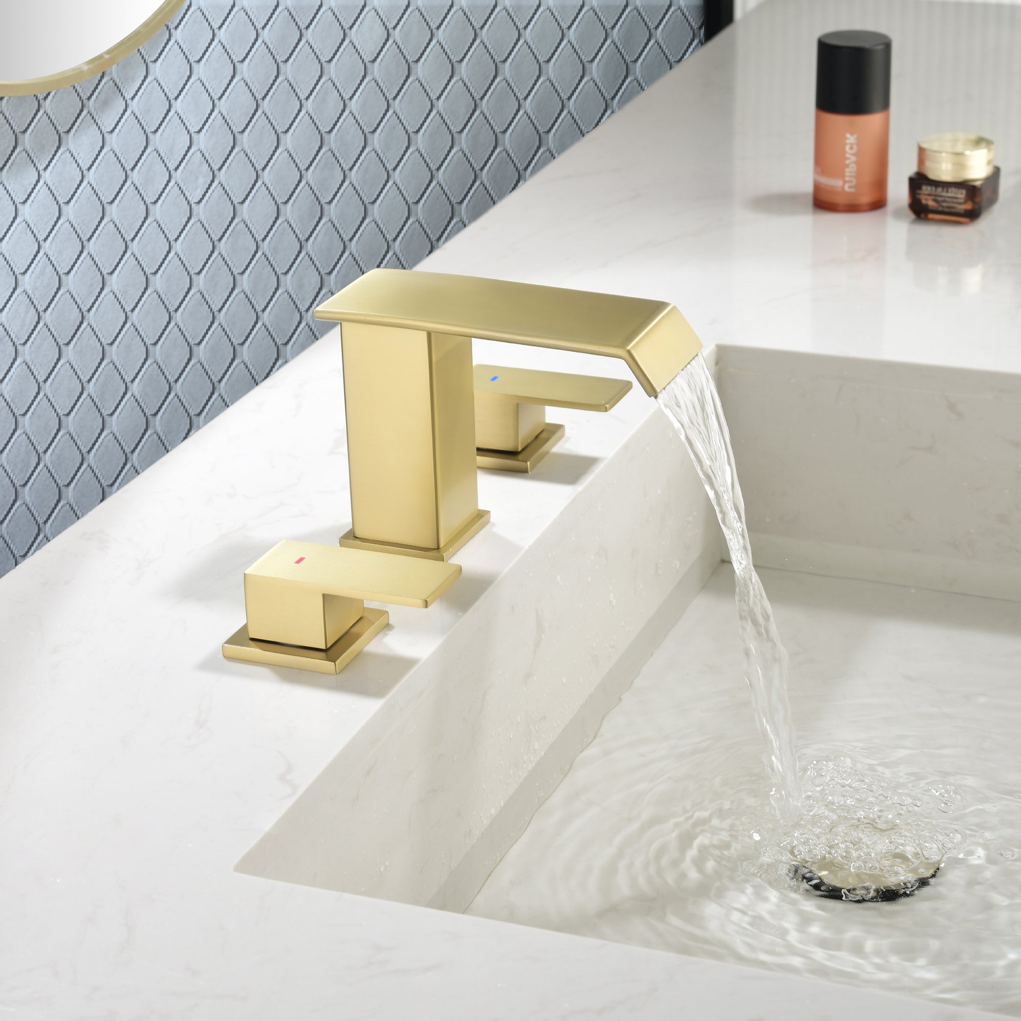 Boyel Living Brushed Gold Faucet SUS304 Waterfall Spout cUPC Quick ...