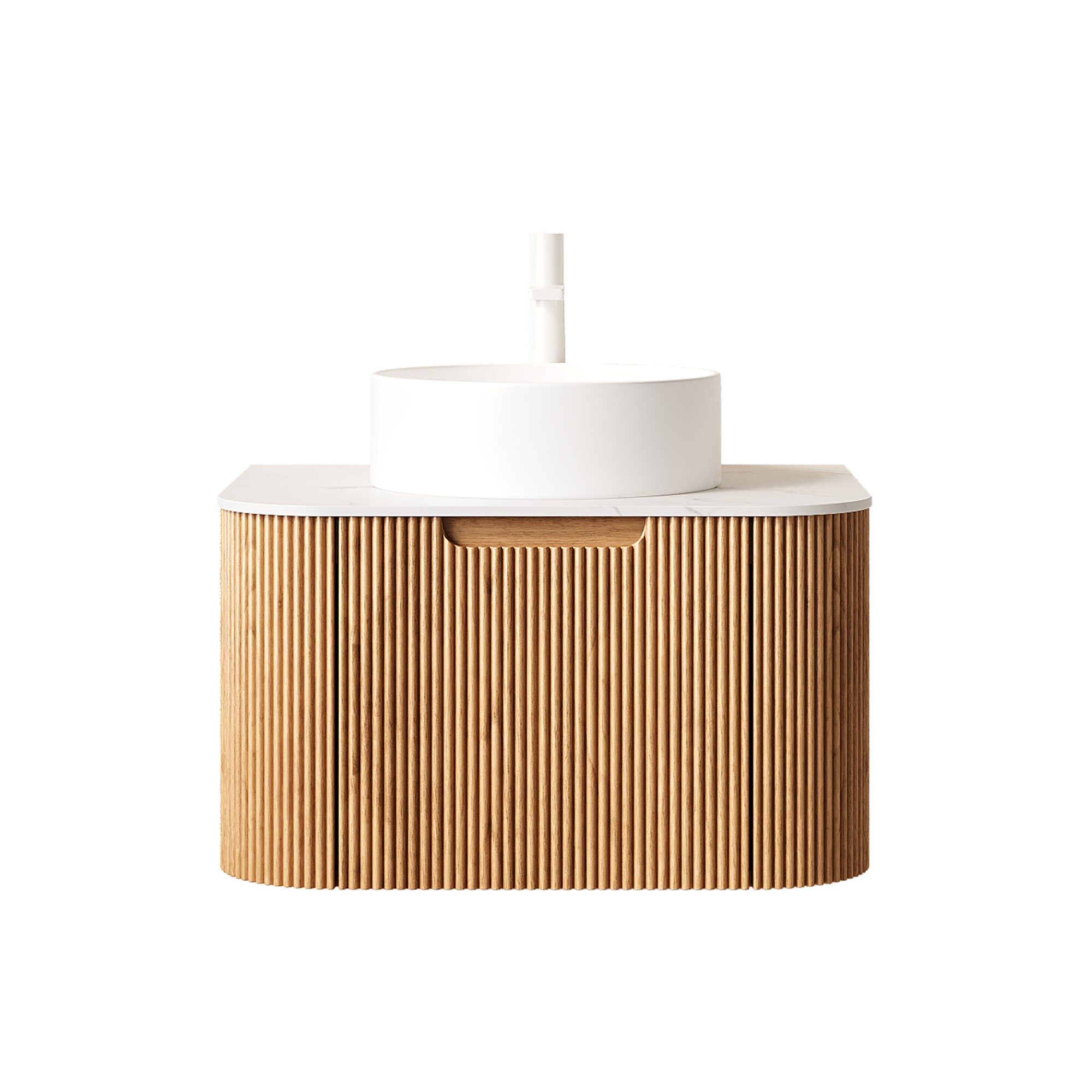 Wooakway 24 Inch Bathroom Vanity and Sink Floating Curved Edges Striped ...