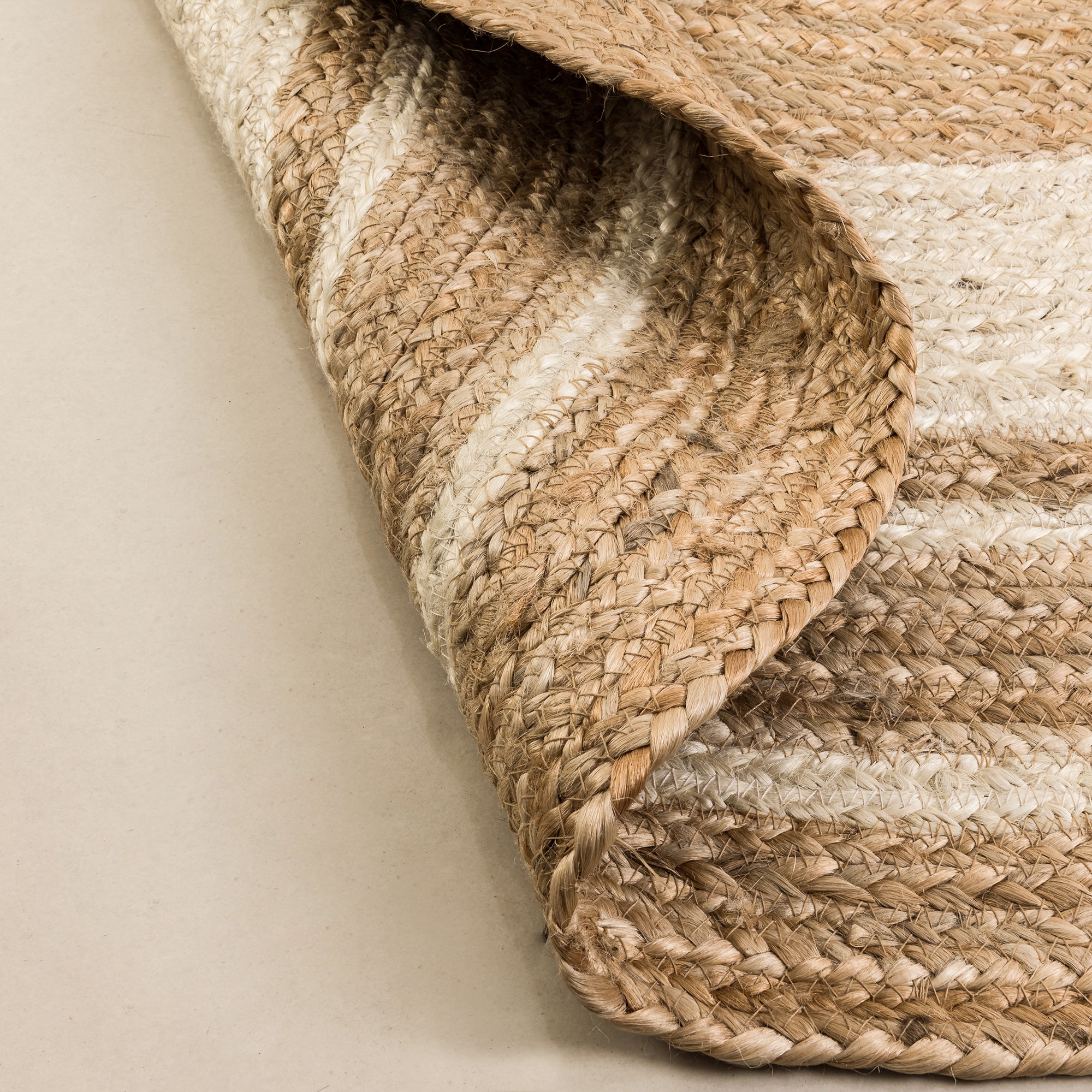 Maxax Deco Oasis 7 x 7 (ft) Flatweave Jute Brown and Bleach Round ...