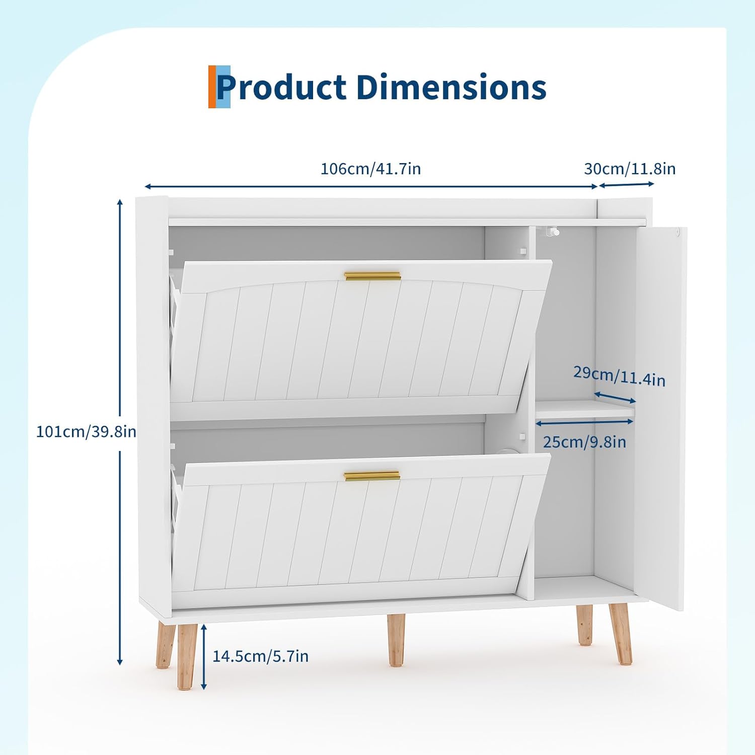 Garvee Shoe Cabinet with Mirror 2 Flip Drawers and Side Cabinet Wood ...