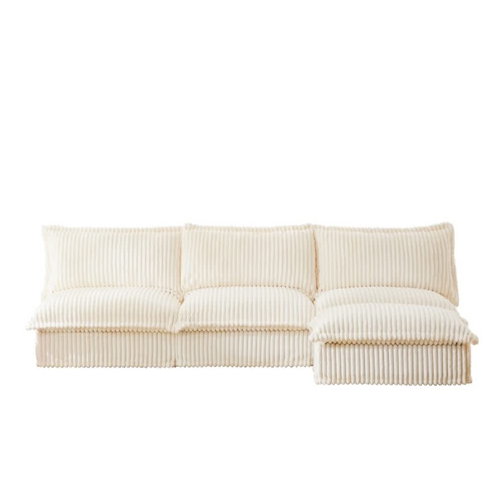 Coolbibila Upholstered Sectional Sofa 3-Seater Armless Sectional Sofa ...