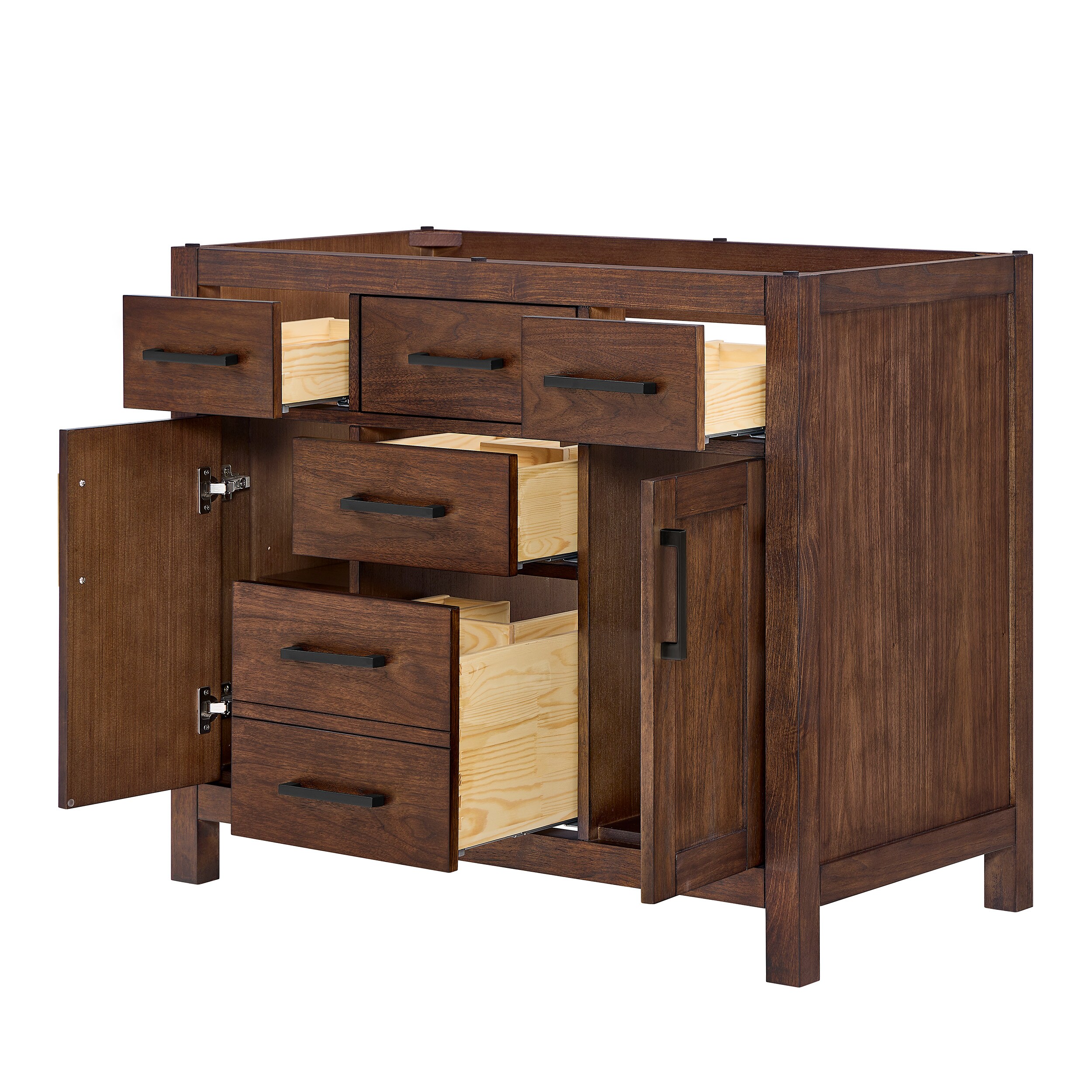 Wyndham Collection Beckett 42-in Dark Walnut with Matte Black Trim ...