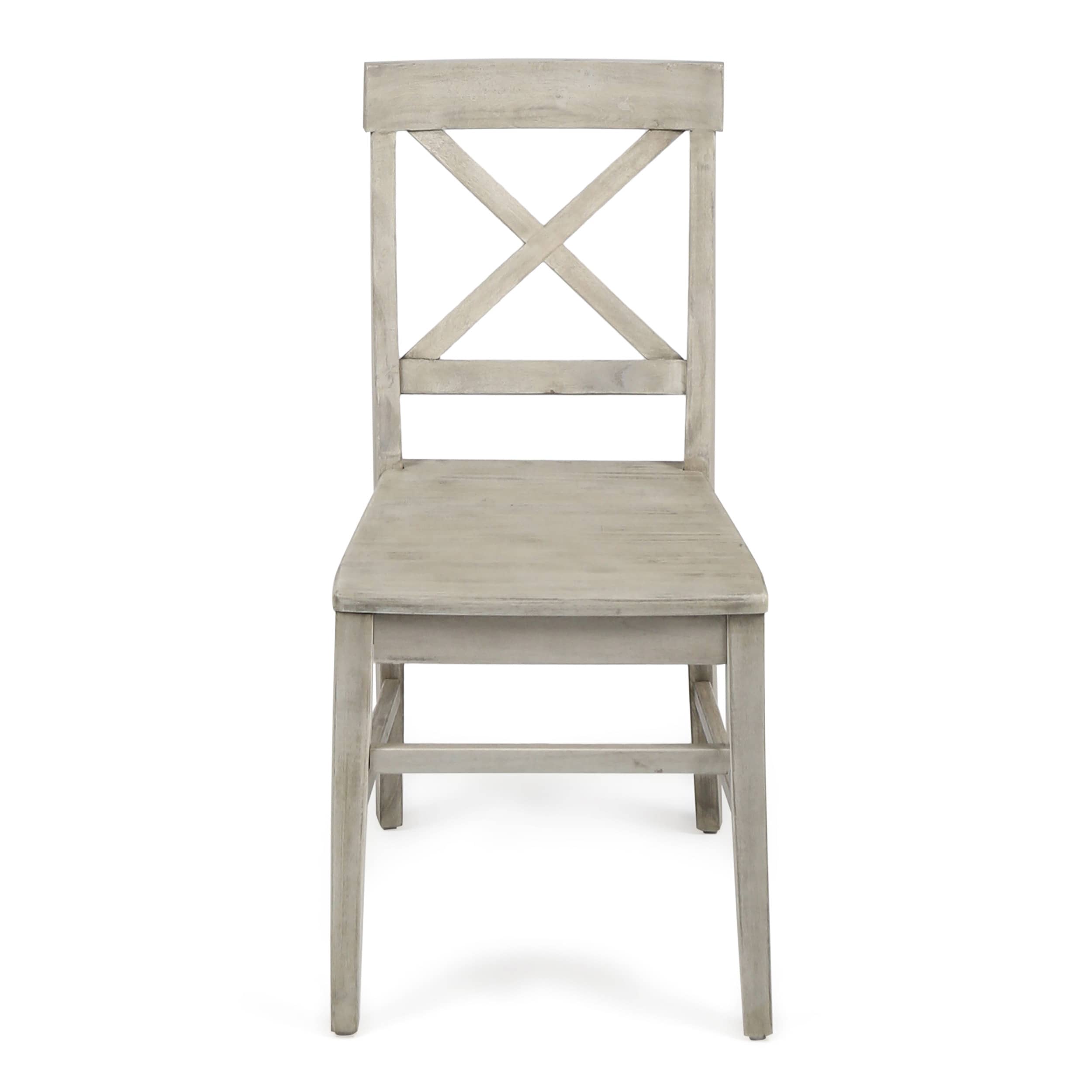 Vynxaria Farmhouse Acacia Wood Dining Chairs Set of 2 Light Grey Wash X ...