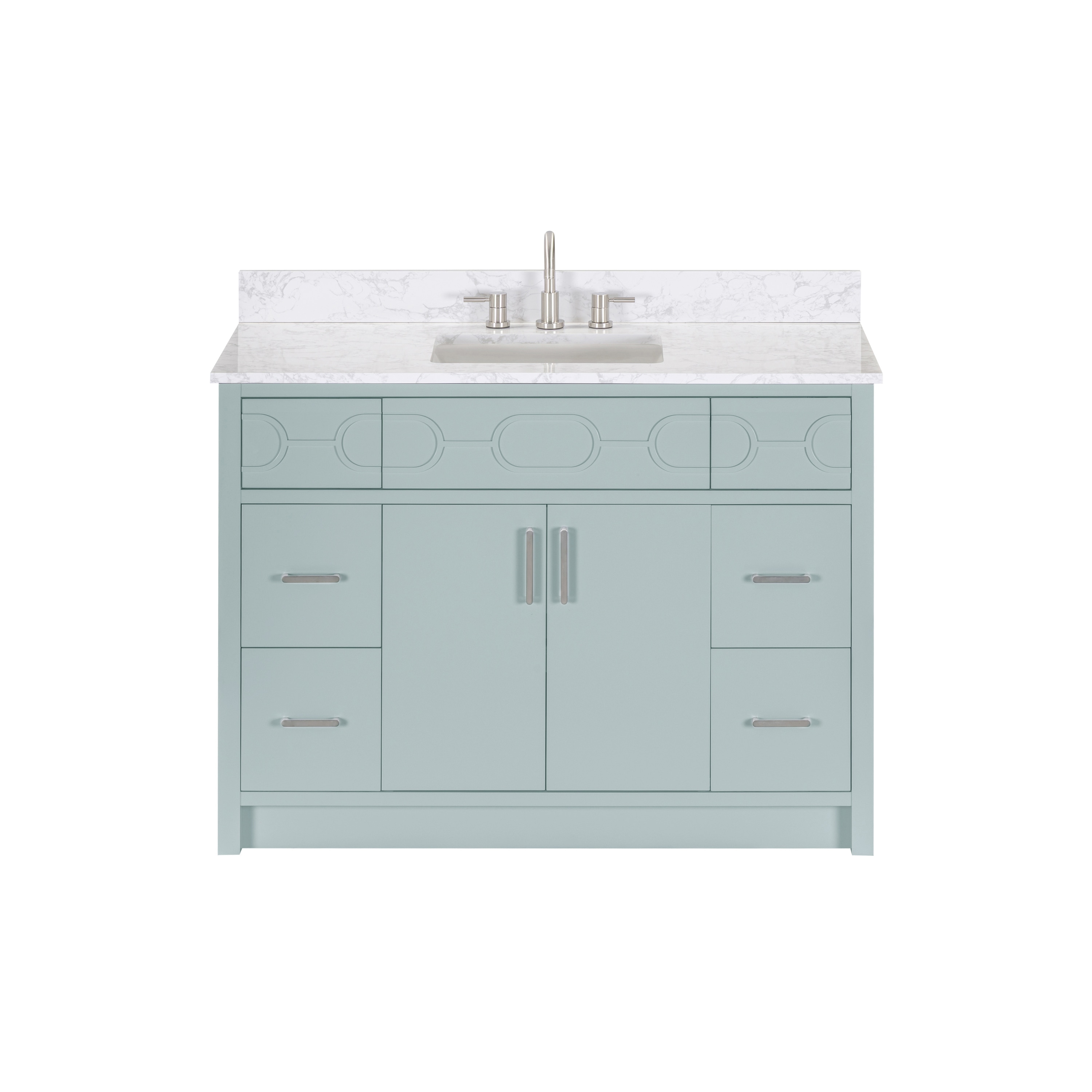 allen + roth Henley 48-in Pewter Blue Undermount Single Sink Bathroom ...