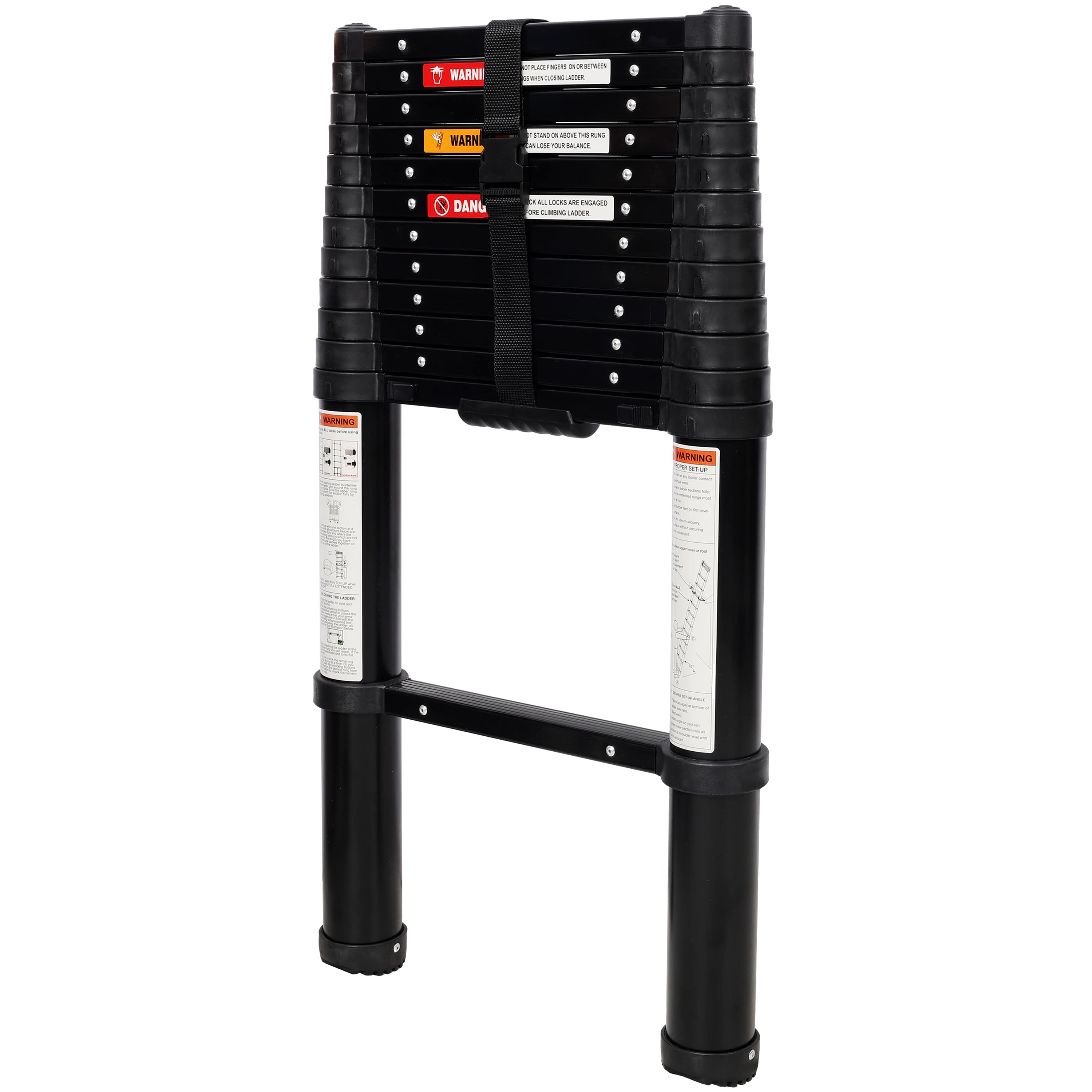 Vynxaria Aluminum Telescopic Ladder Non Slip Feet Slow Down Safety ...