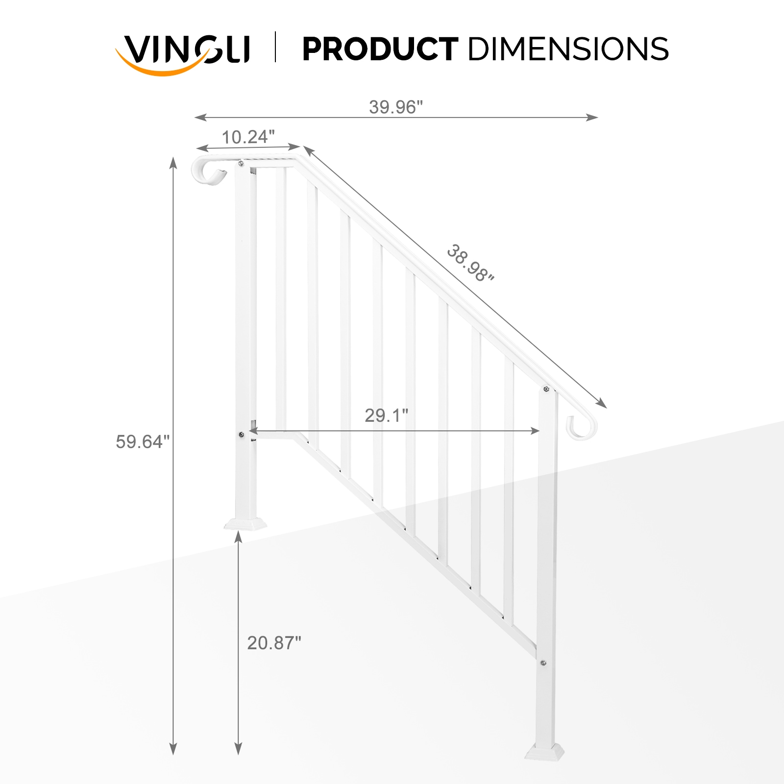 VINGLI 3-4 Steps Handrails for Outdoor/All Weather Use Stair Rails on ...
