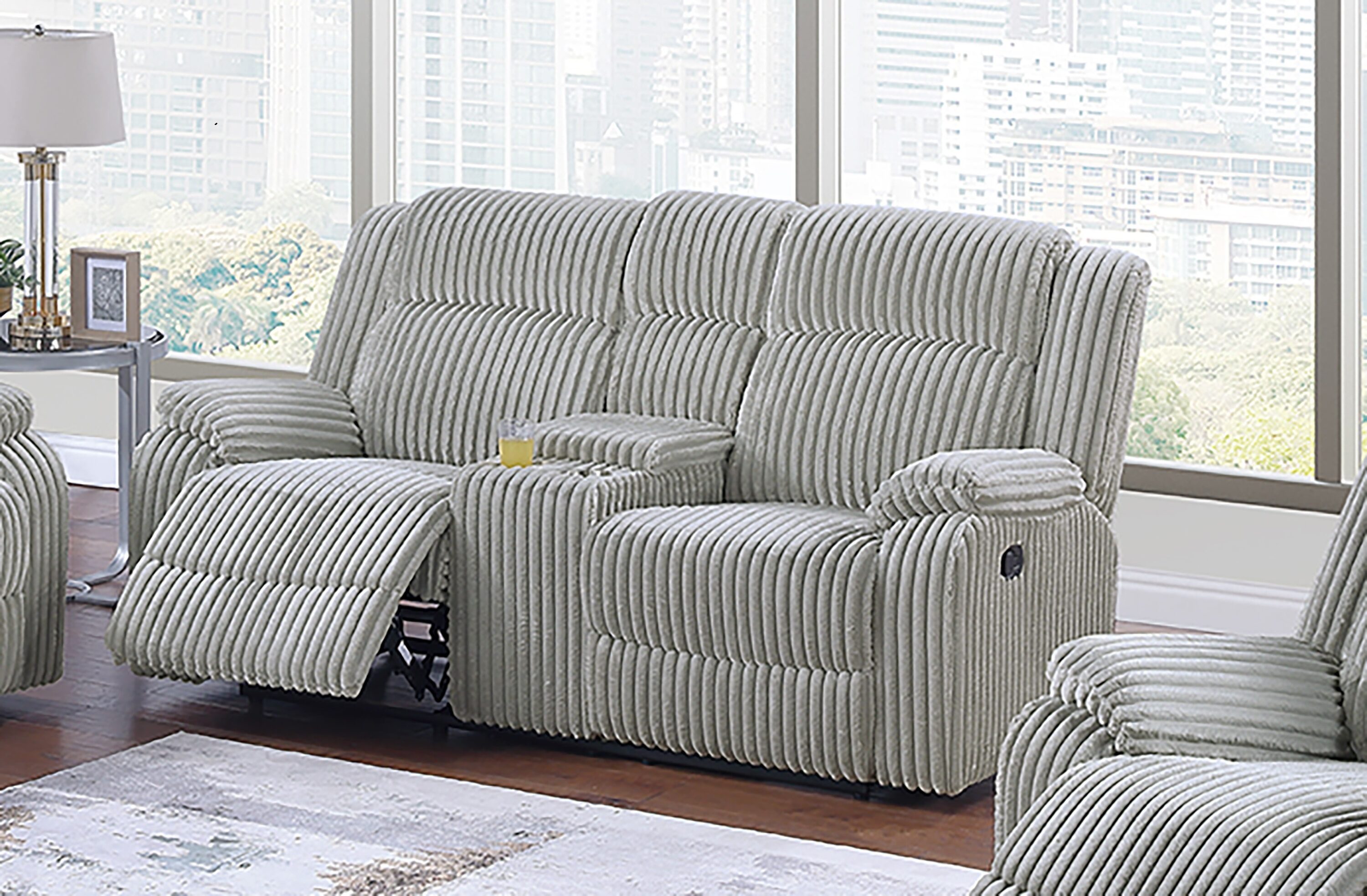 LOVMOR 41inch Sofa Set Corduroy Grey Ash Couch for Living Room Assembly ...