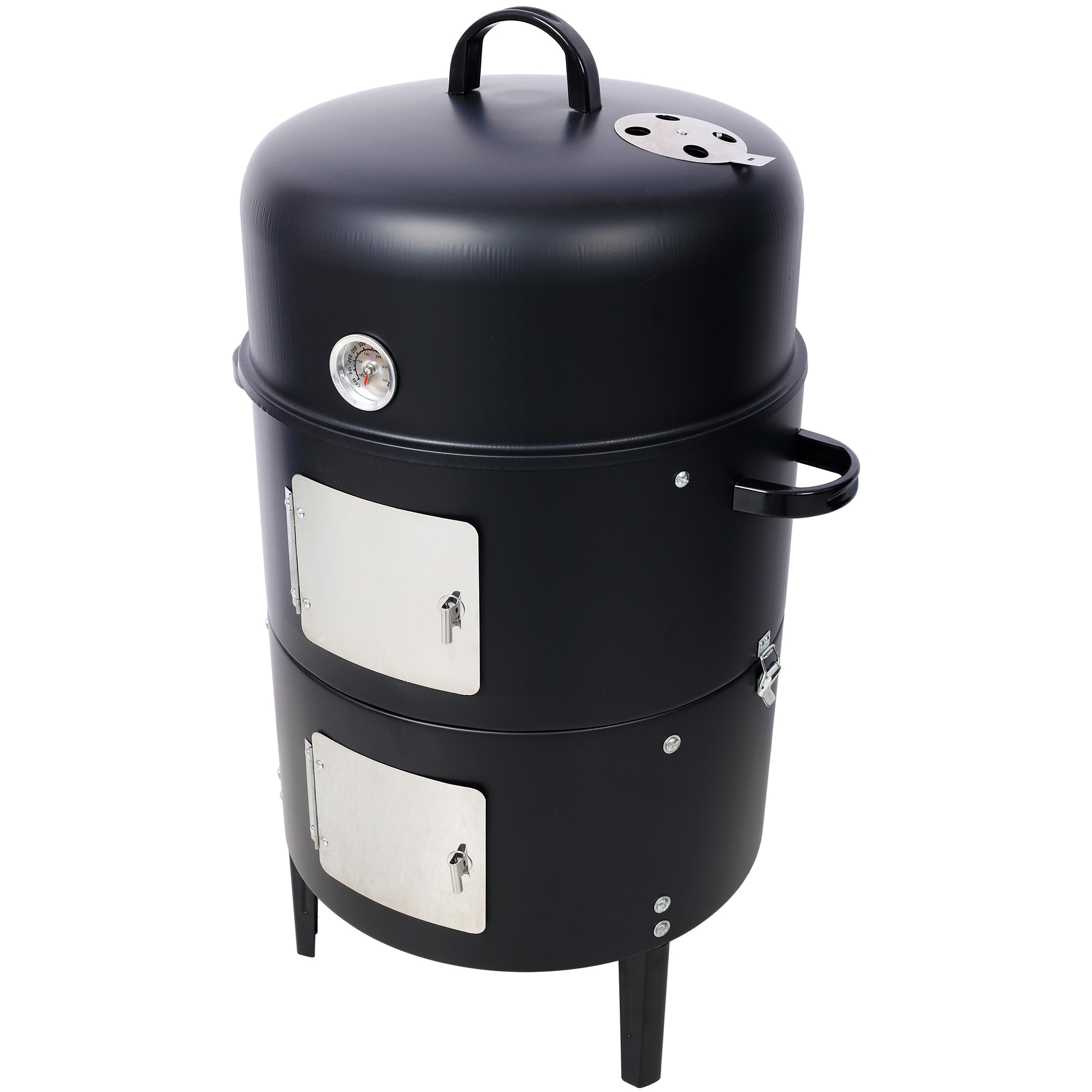 Mondawe Black Steel Charcoal Smoker 17 Inch Heavy Duty Round BBQ Grill ...
